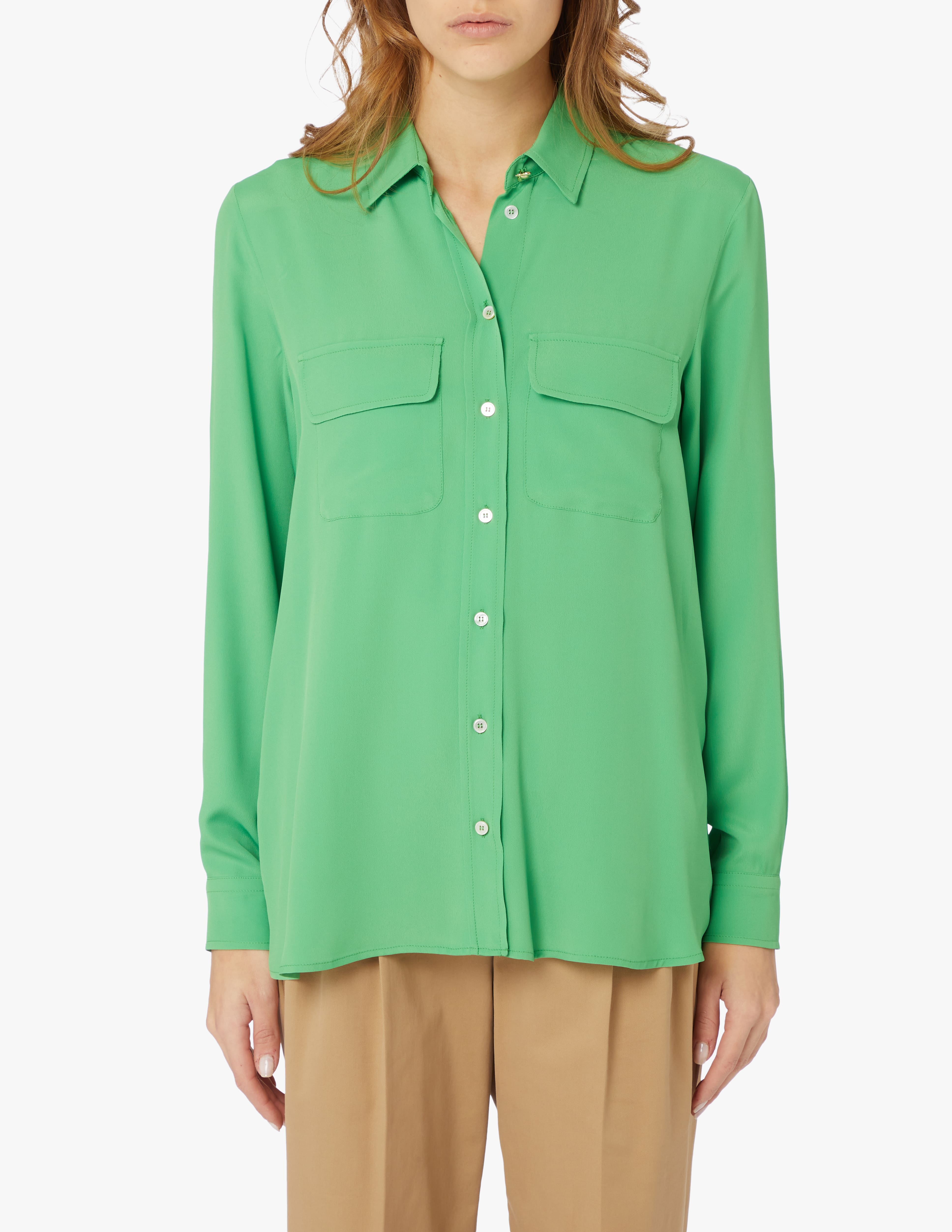 Shop Marella Silk blend shirt - green on Rinascente