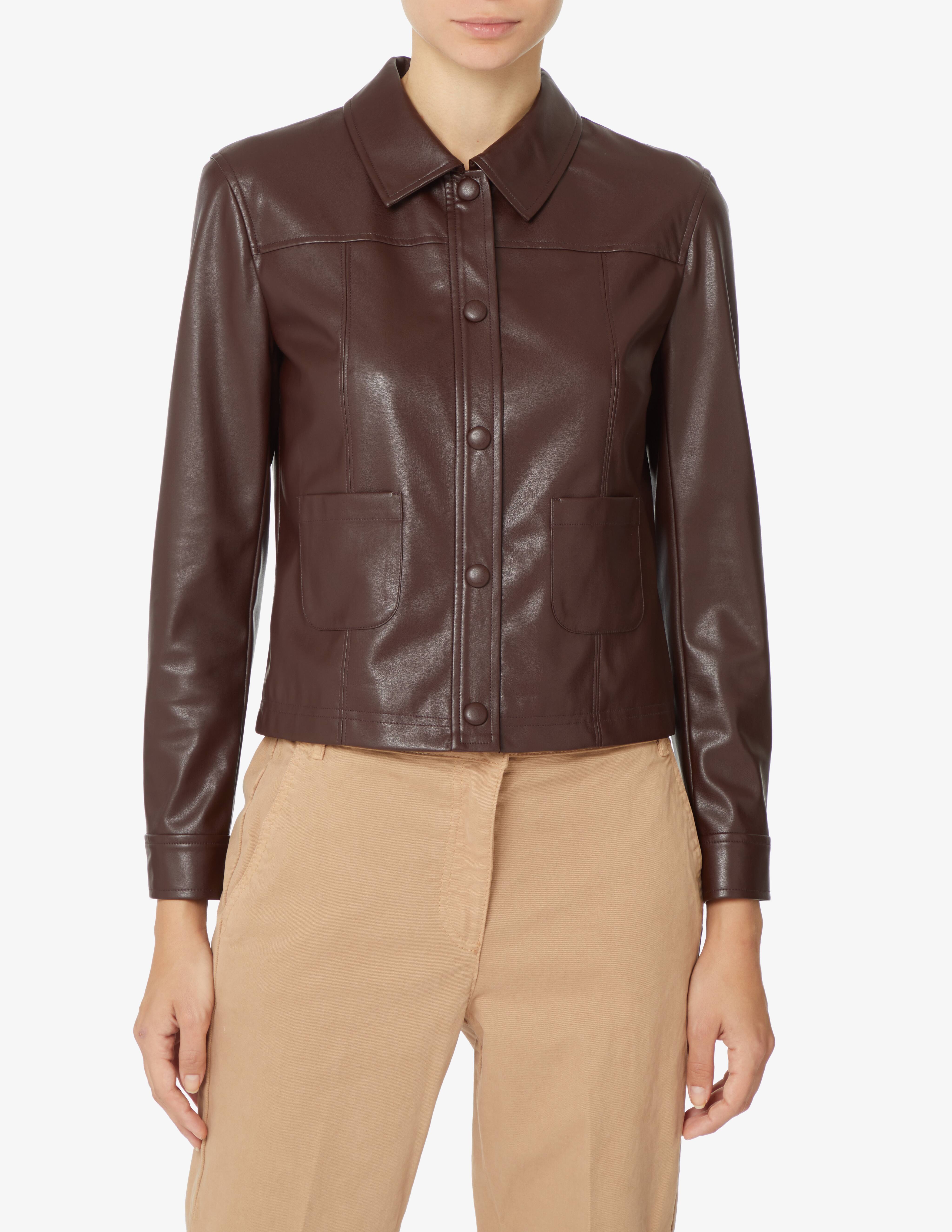 Shop Marella Pepsi faux leather jacket - Brown on Rinascente