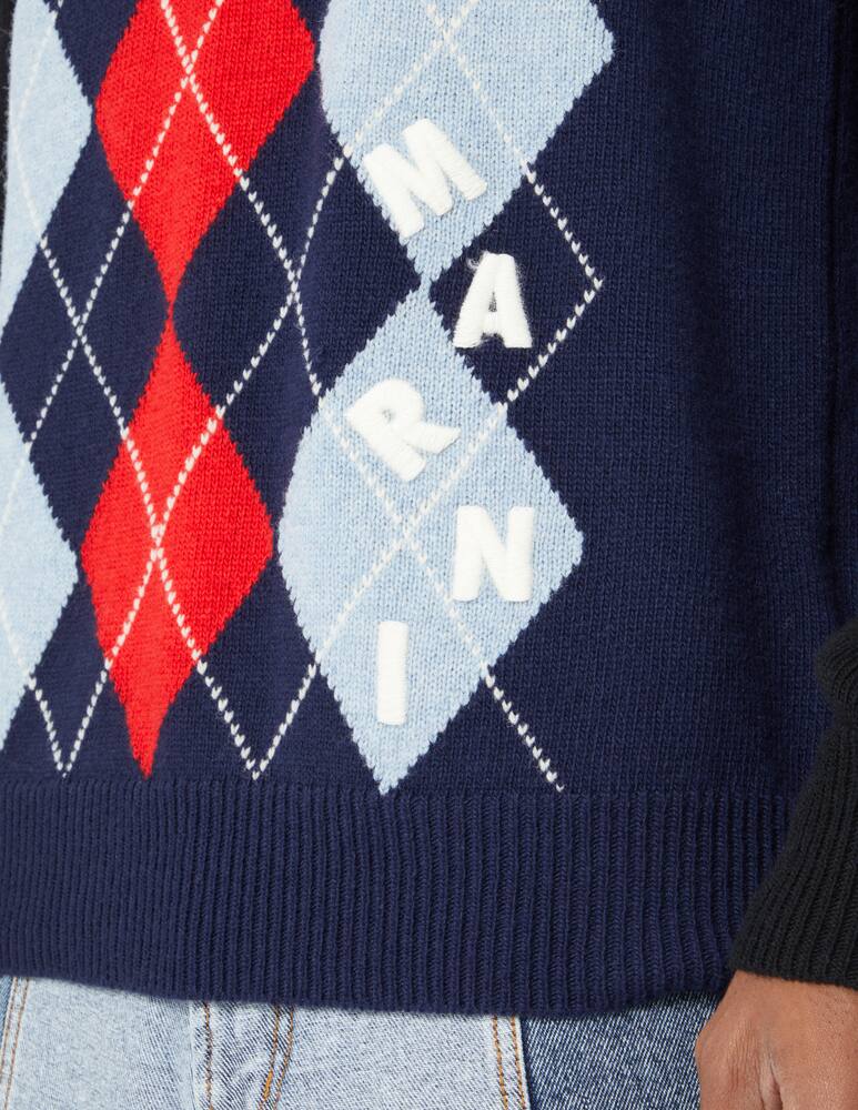 Acquista Marni Maglia girocollo rombi logo - Blu su Rinascente