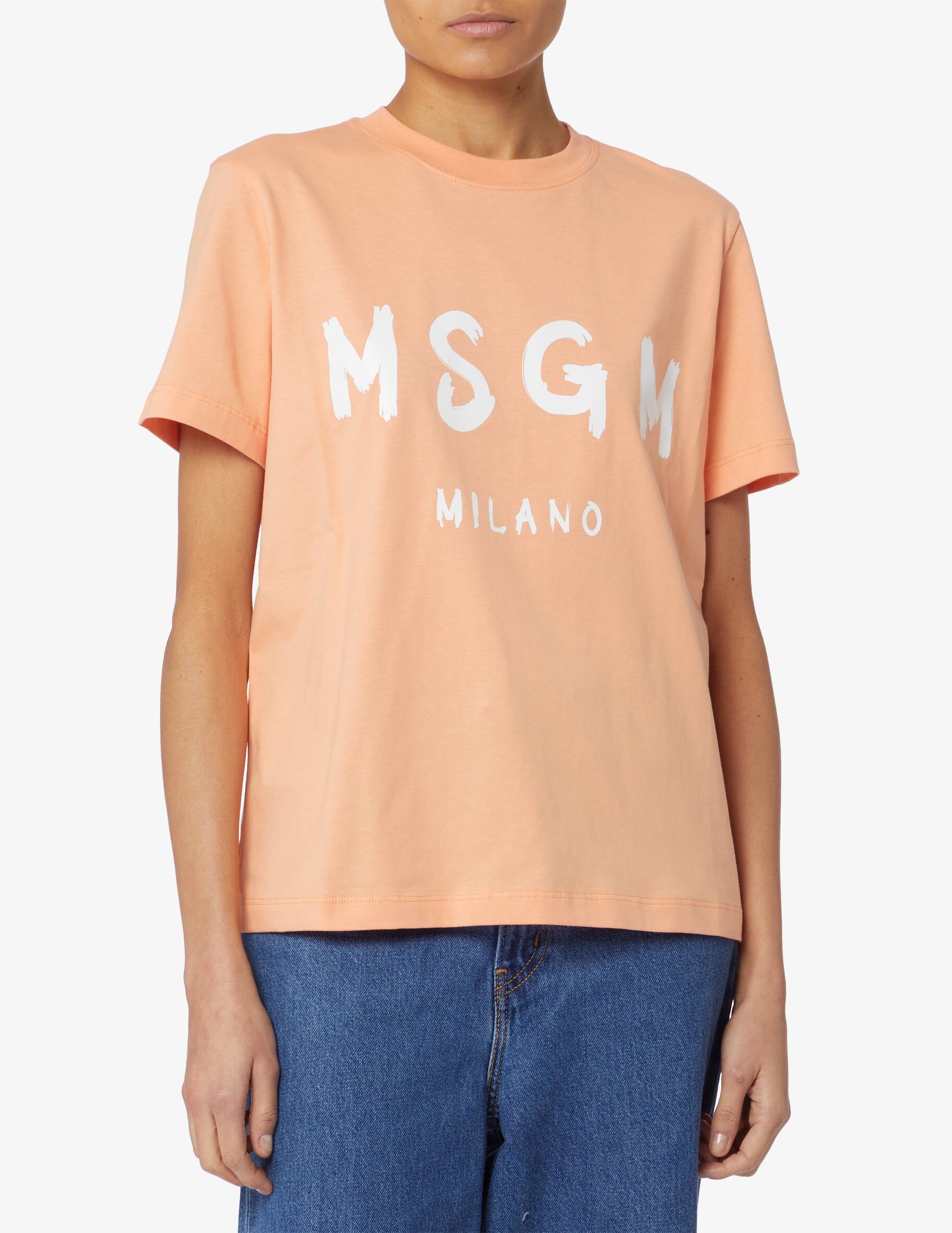 Shop MSGM Cotton t-shirt - Pink on Rinascente