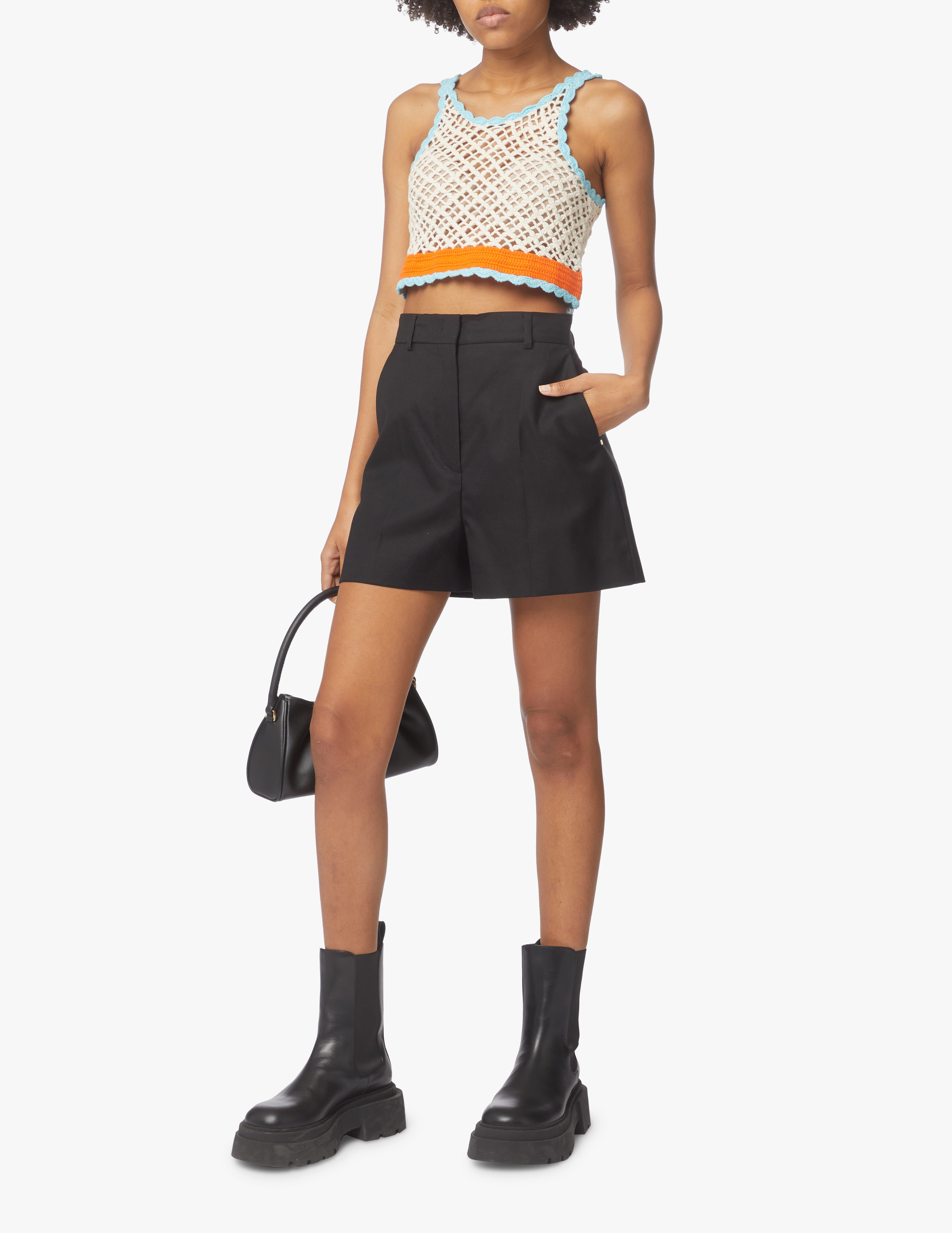 Shop Sportmax Cosmos cotton blend shorts - black on Rinascente