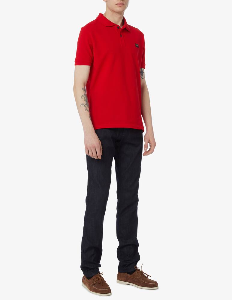 Shop Paul & Shark Logo short sleeve polo Red on Rinascente