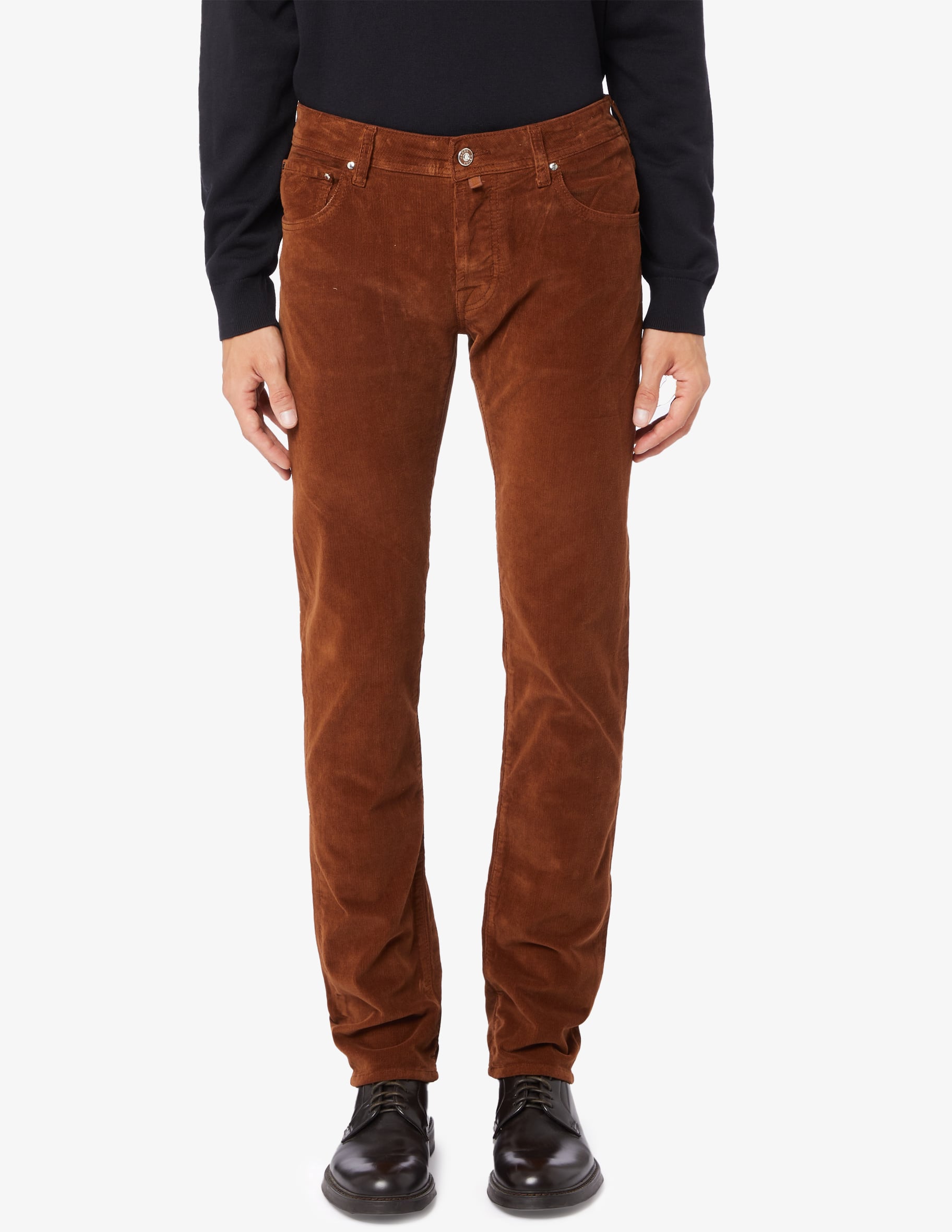 Shop Jacob Cohen Slim fit nick velvet stretch 1800 r 5 pockets trousers ...