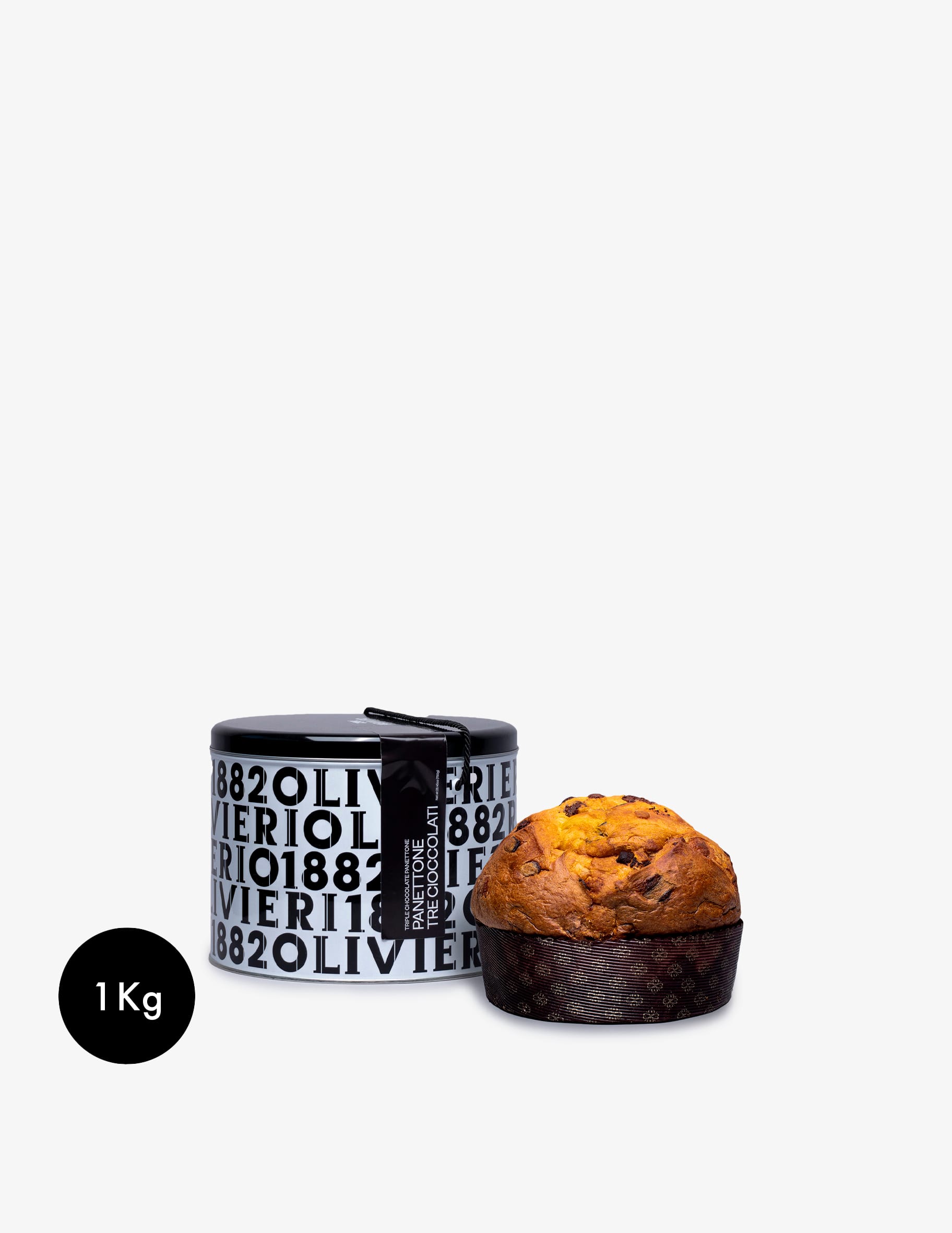 Shop Olivieri 1882 Three Chocolate Panettone Tin 1kg on Rinascente