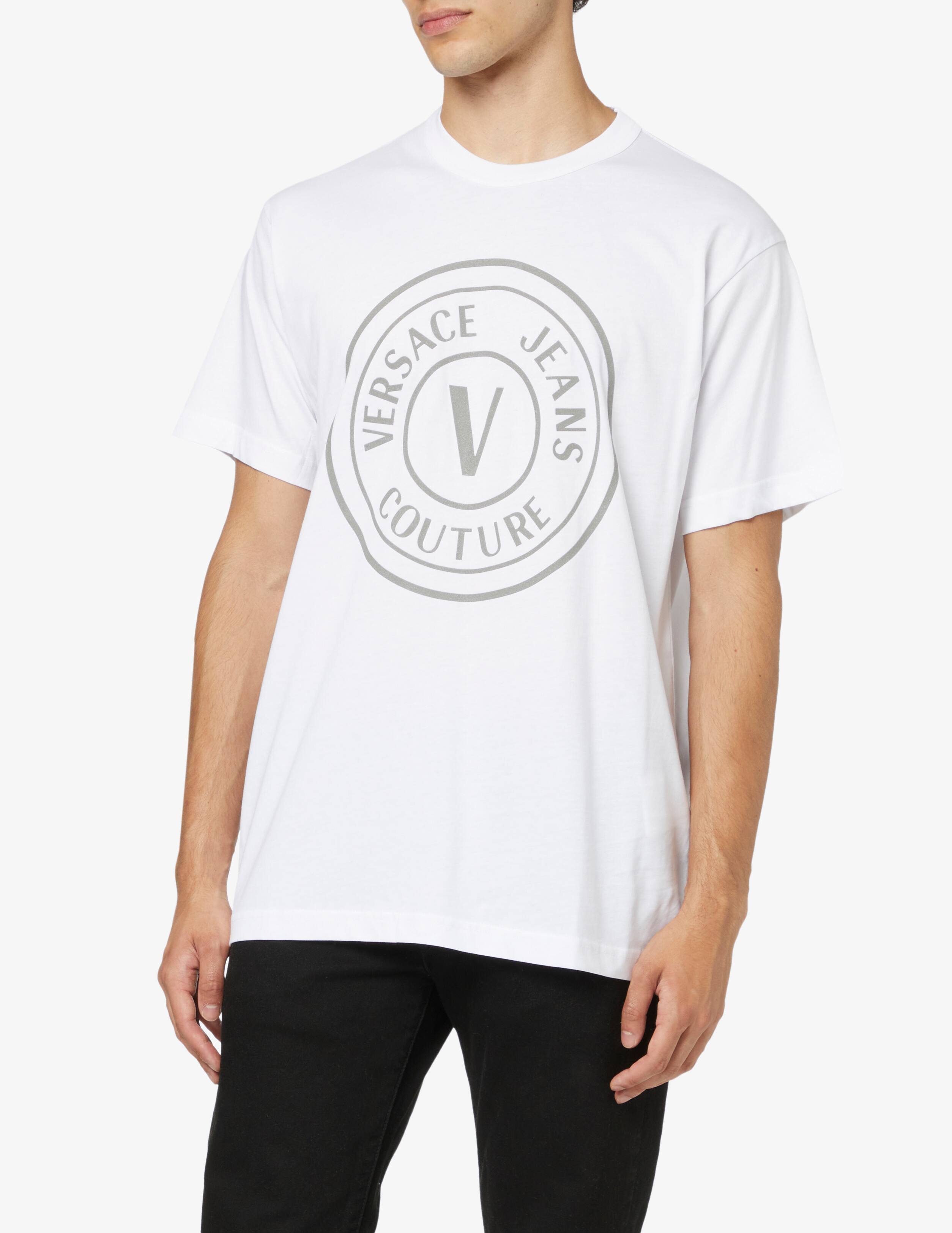 Acquista Versace Jeans Couture Maglietta in cotone con logo - bianco e ...