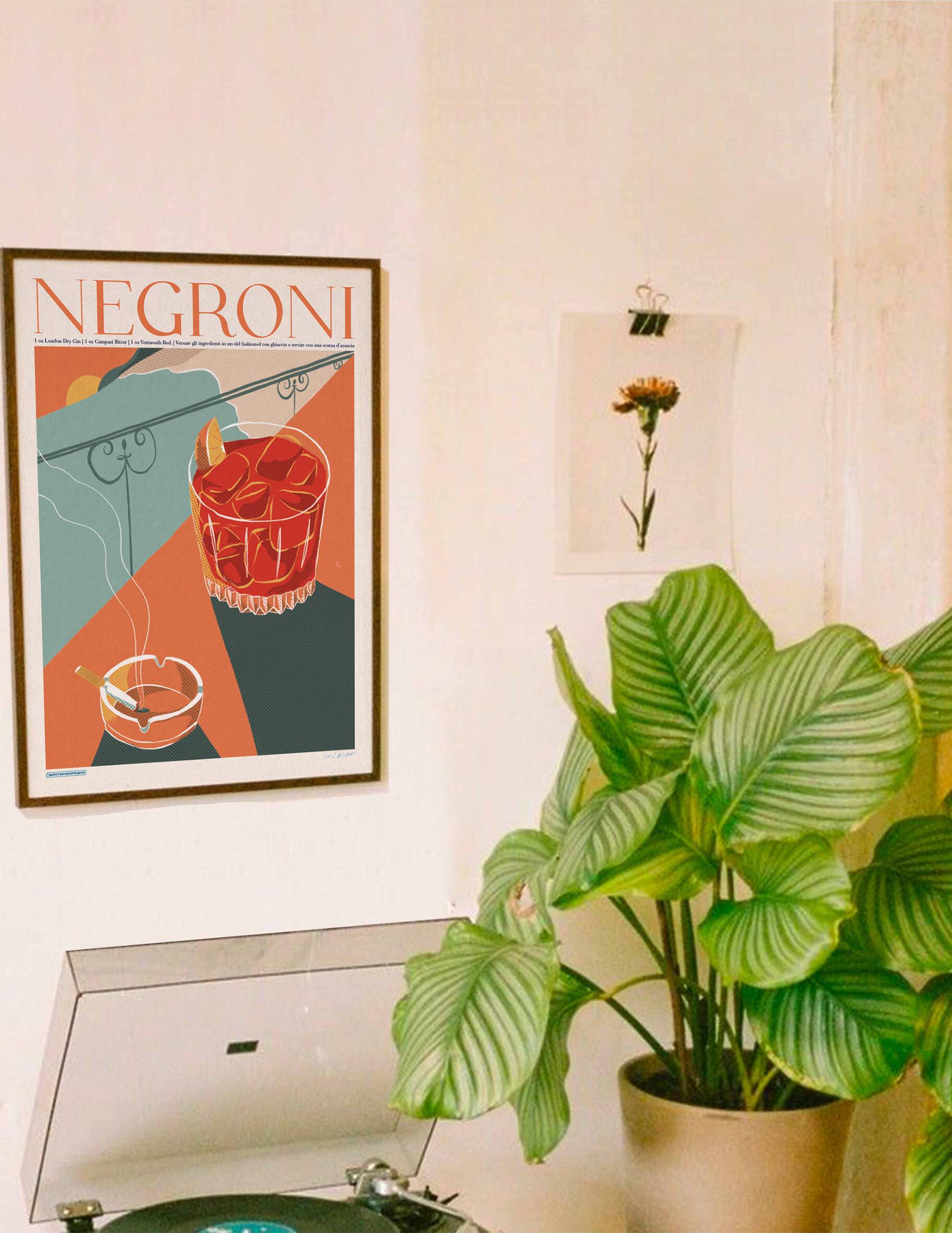 Shop Santomanifesto Negroni Poster with Frame on Rinascente