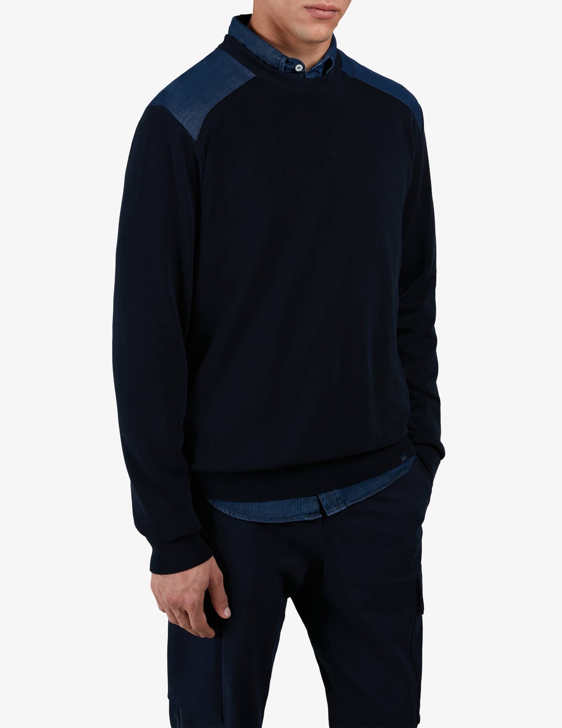 Shop Paul & Shark Jumper with denim shoulder on Rinascente