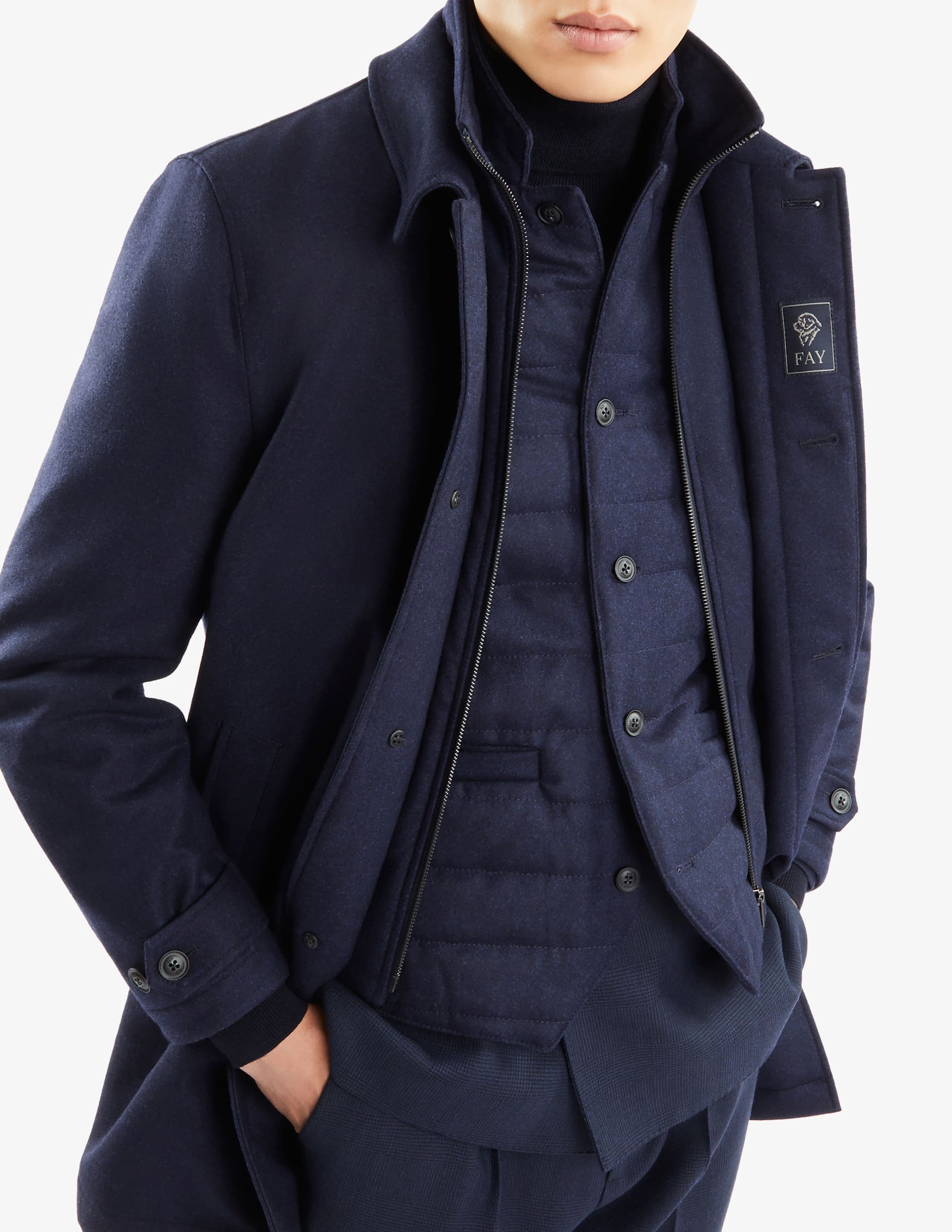 Shop Fay Morning Coat in Wool Flannel on Rinascente