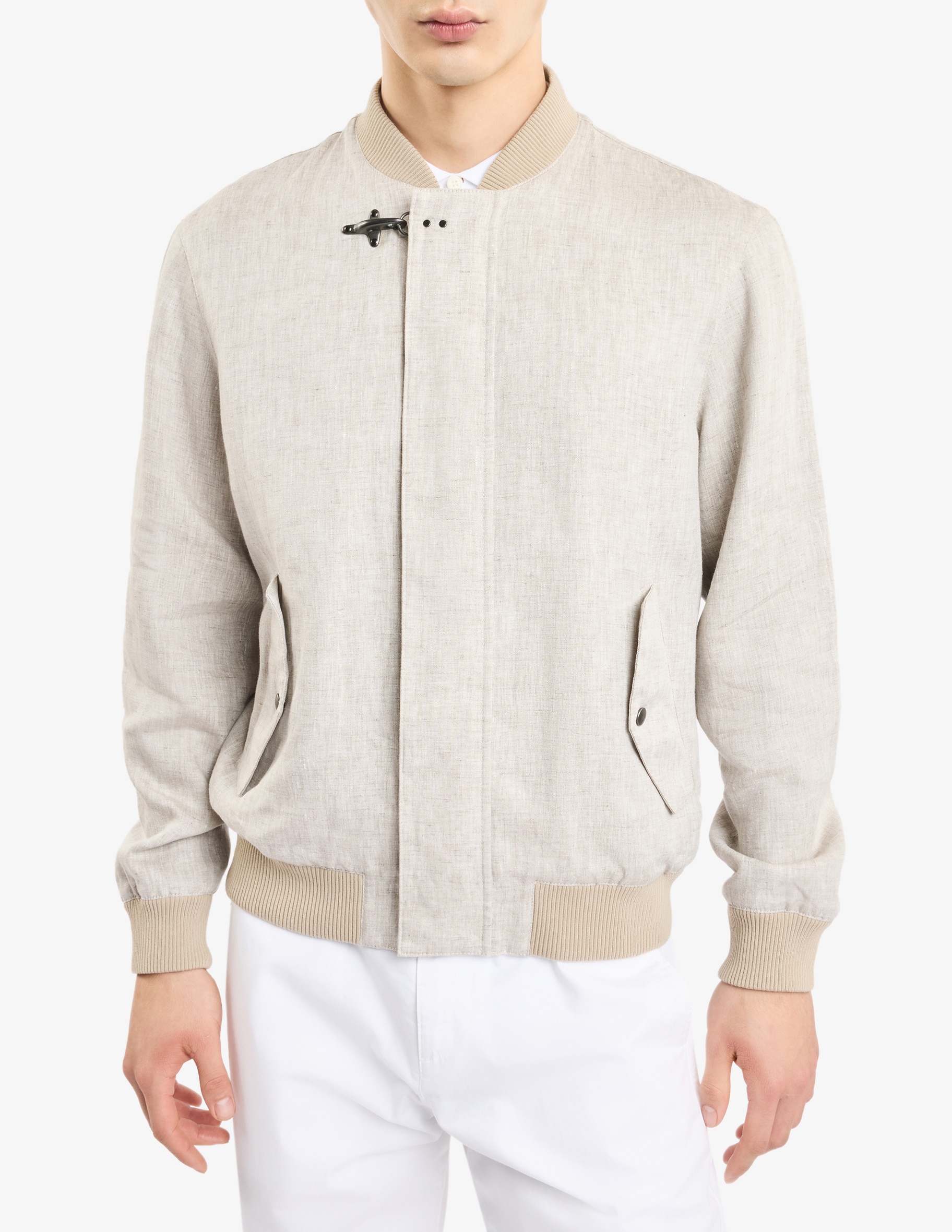 Shop Fay Bomber Jacket in Délavé Linen Canvas on Rinascente