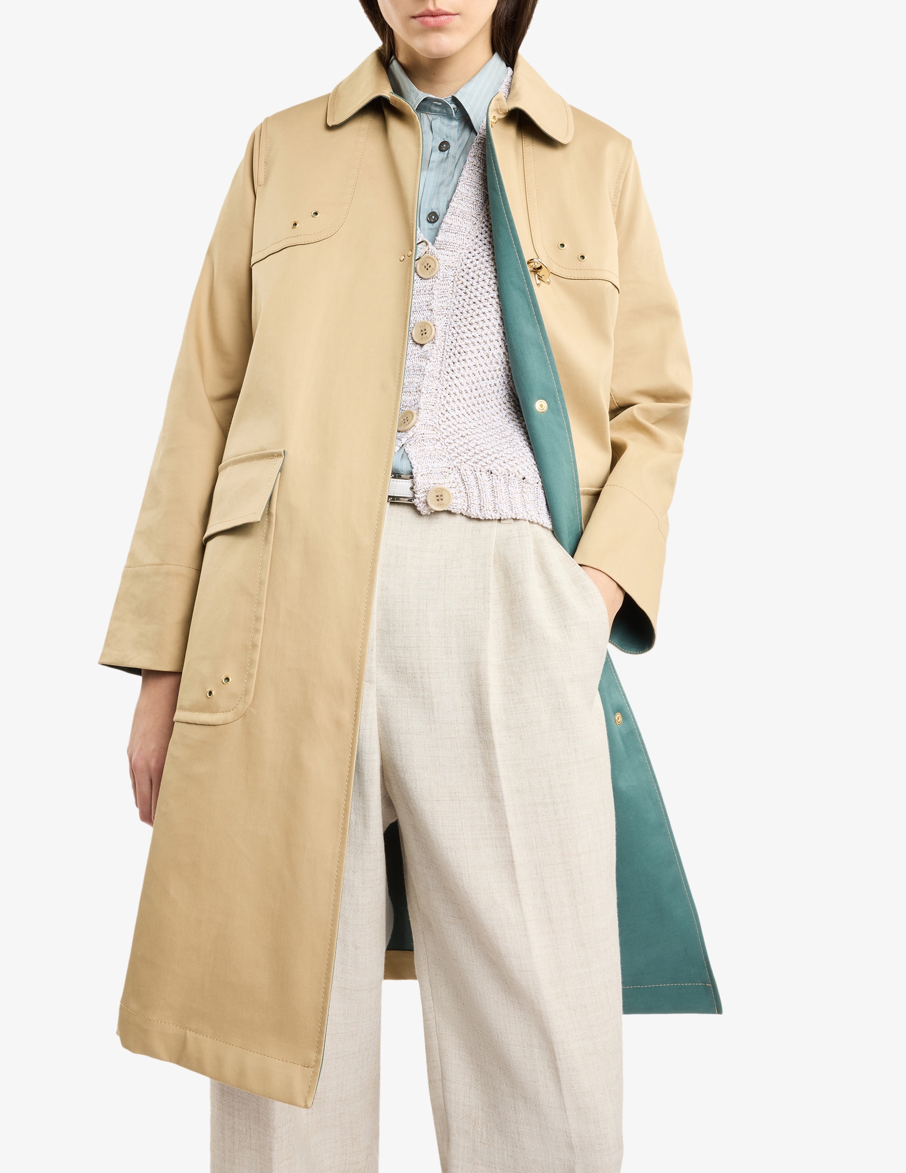 Shop Fay Car Coat in Stretch Gabardine on Rinascente