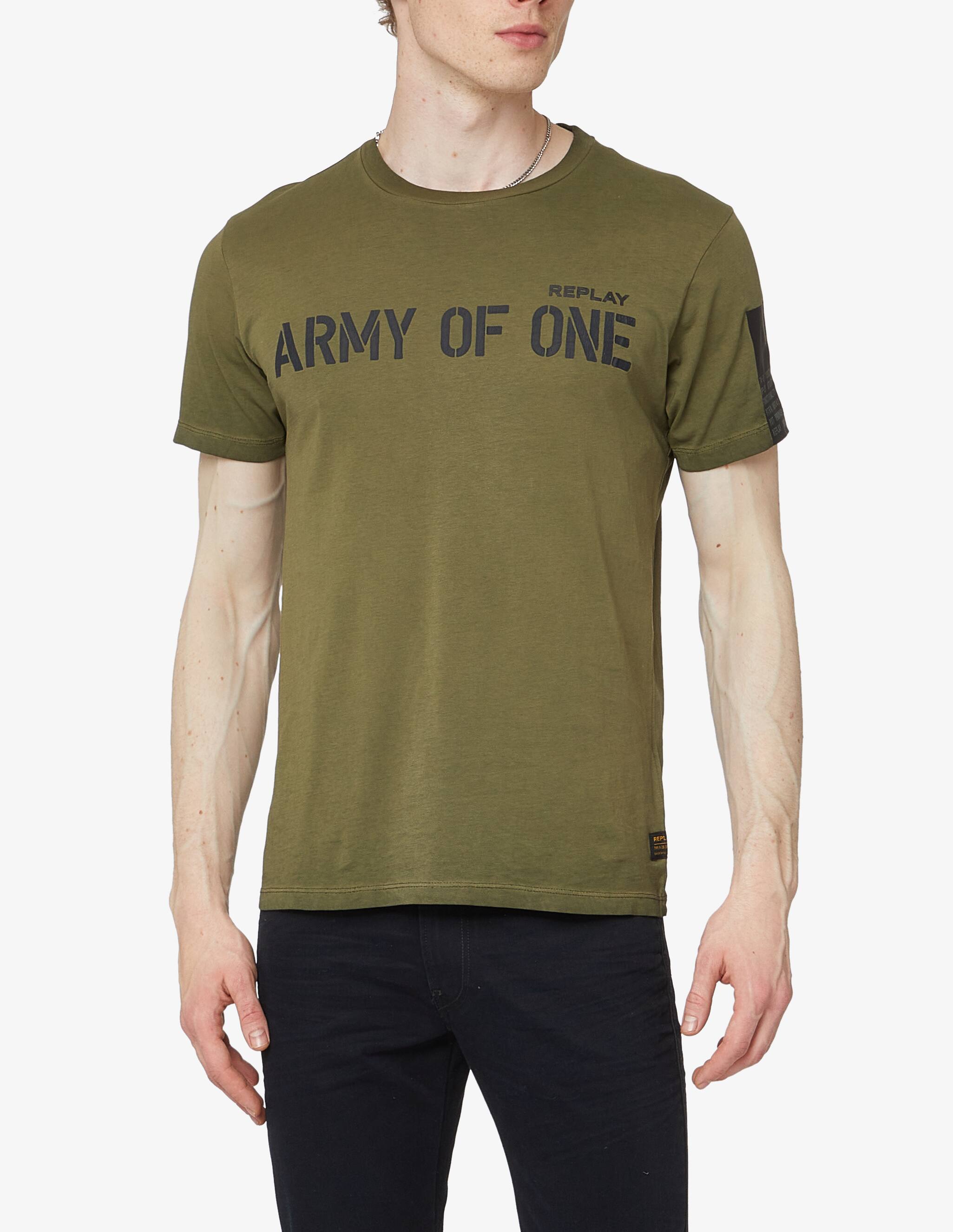 Shop Replay Army of one t-shirt - green on Rinascente