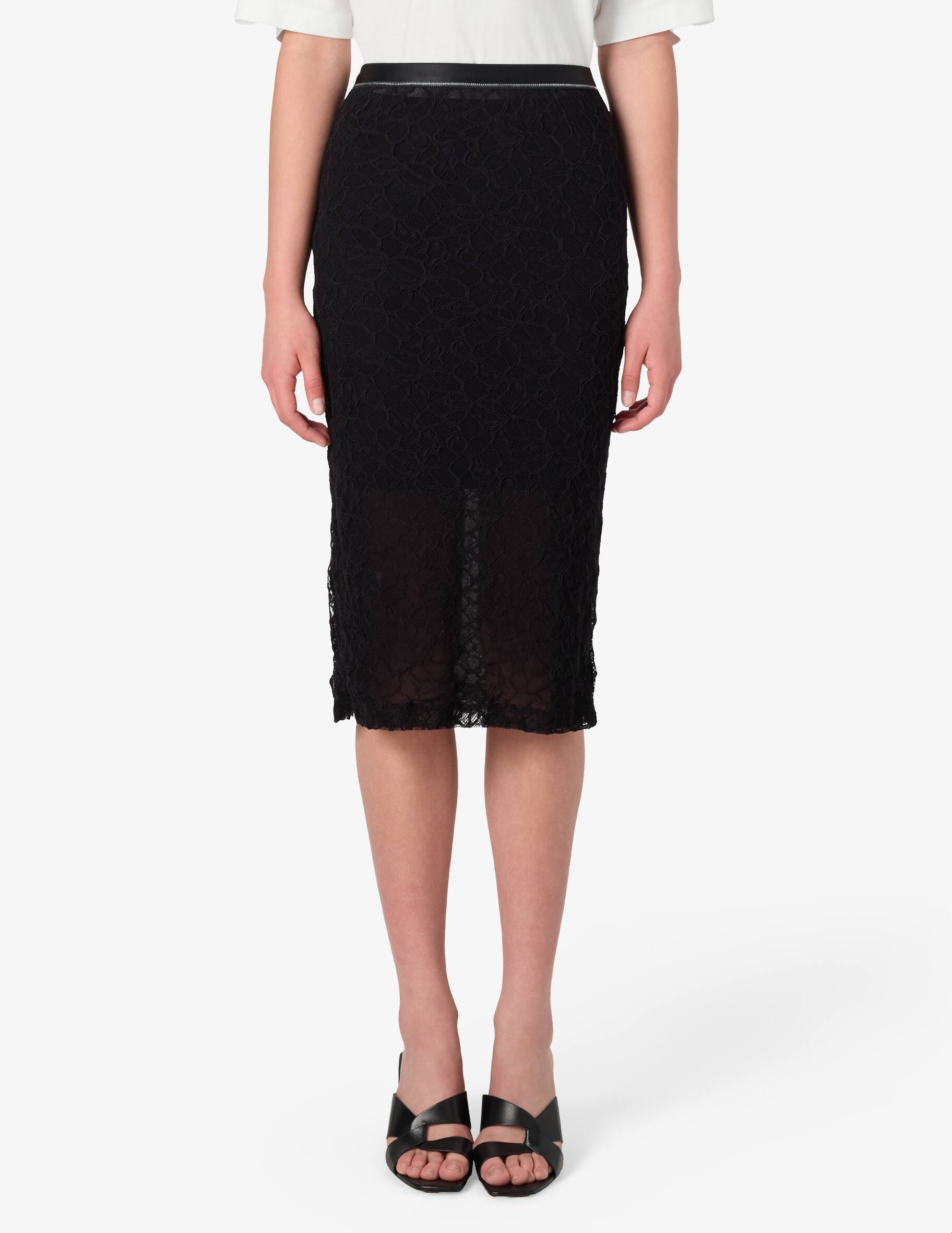 Shop Pinko Tony lace midi skirt on Rinascente