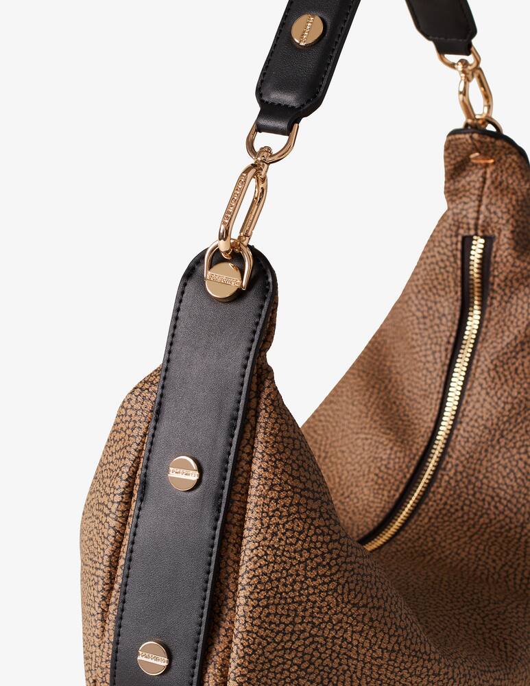 Shop Borbonese Oyster hobo bag M on Rinascente