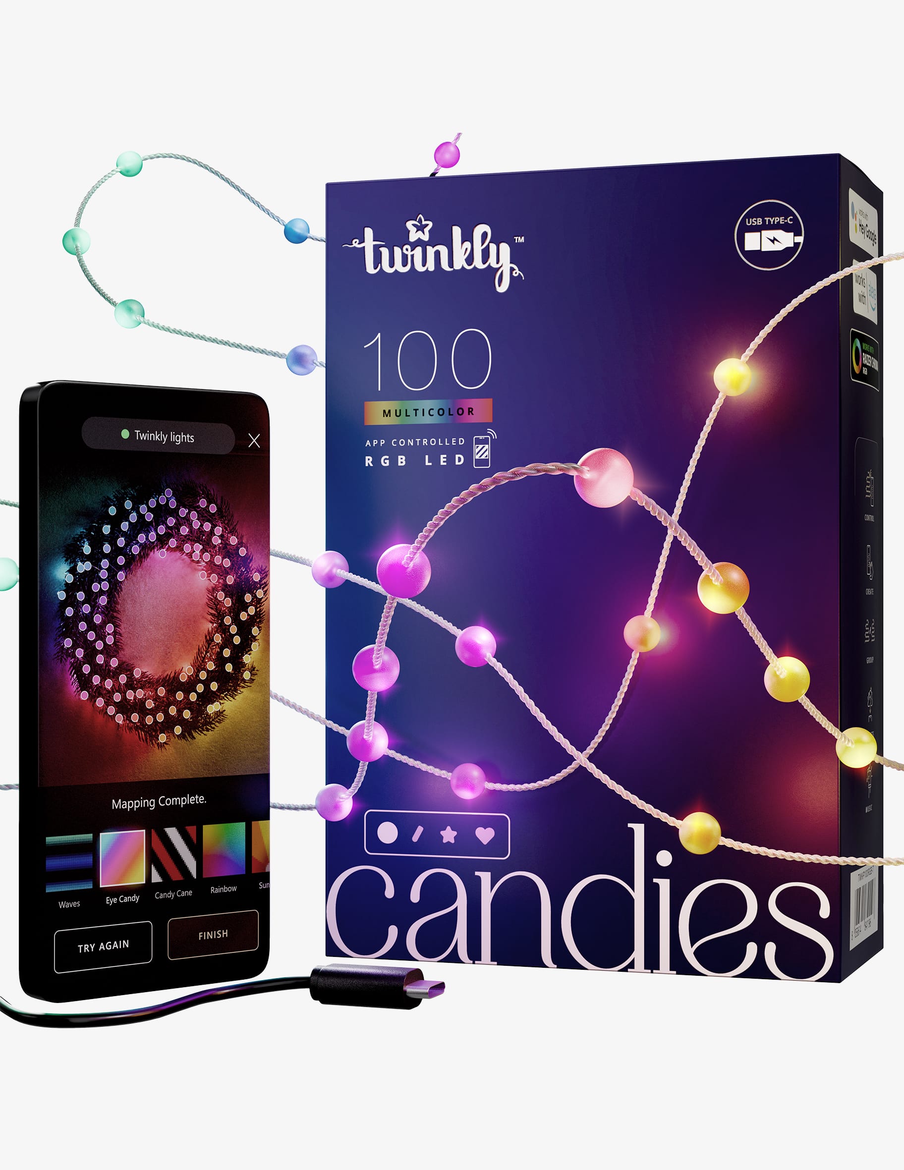 Acquista Twinkly Candies Pearl-shaped Light String with 100 RGB Leds su ...