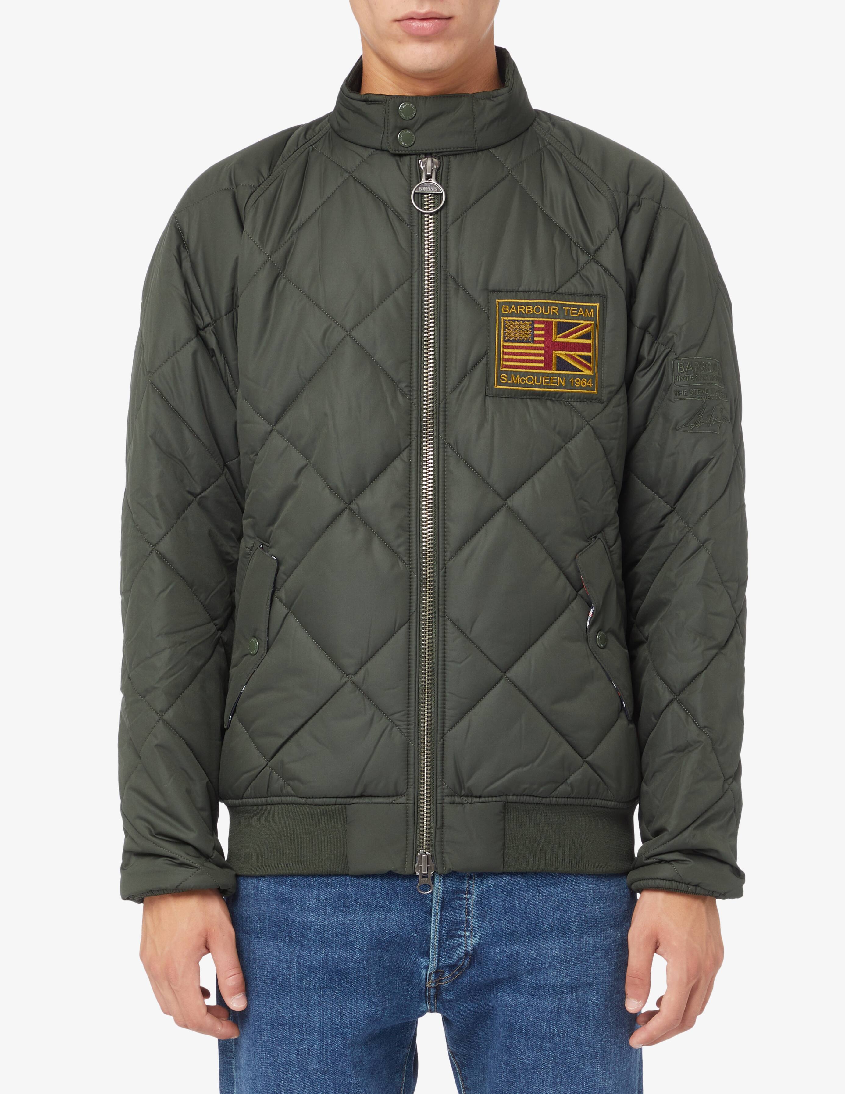 Shop Barbour International Quilted merchant patch jacket on Rinascente