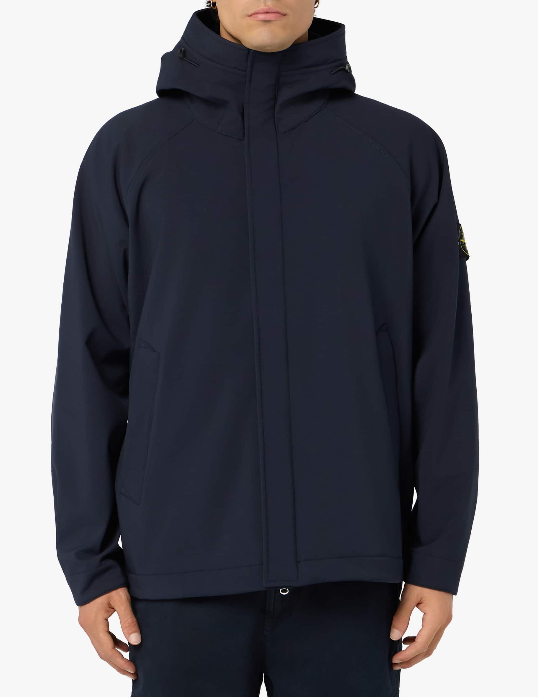 Shop Stone Island Softshell hooded jacket on Rinascente