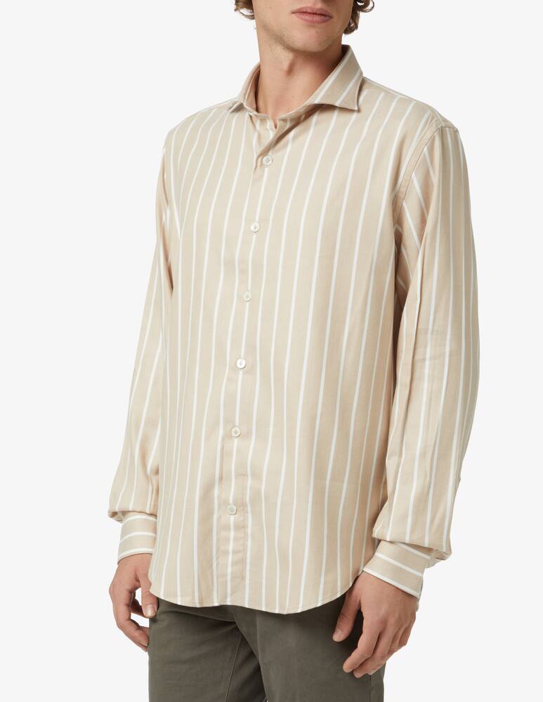 Shop Eleventy Wool mix long sleeve shirt - Beige on Rinascente