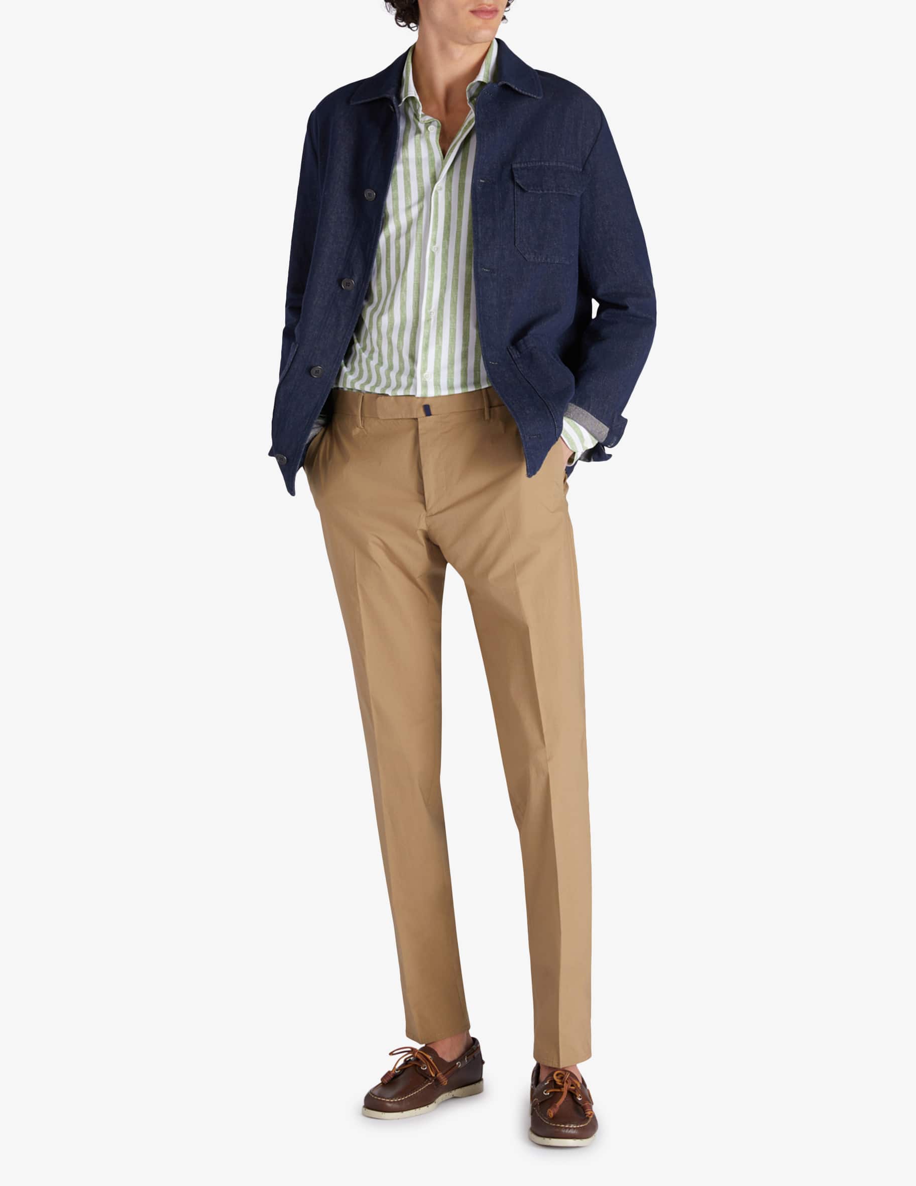 Shop Slowear Incotex Certified summer poplin slim fit trousers on Rinascente