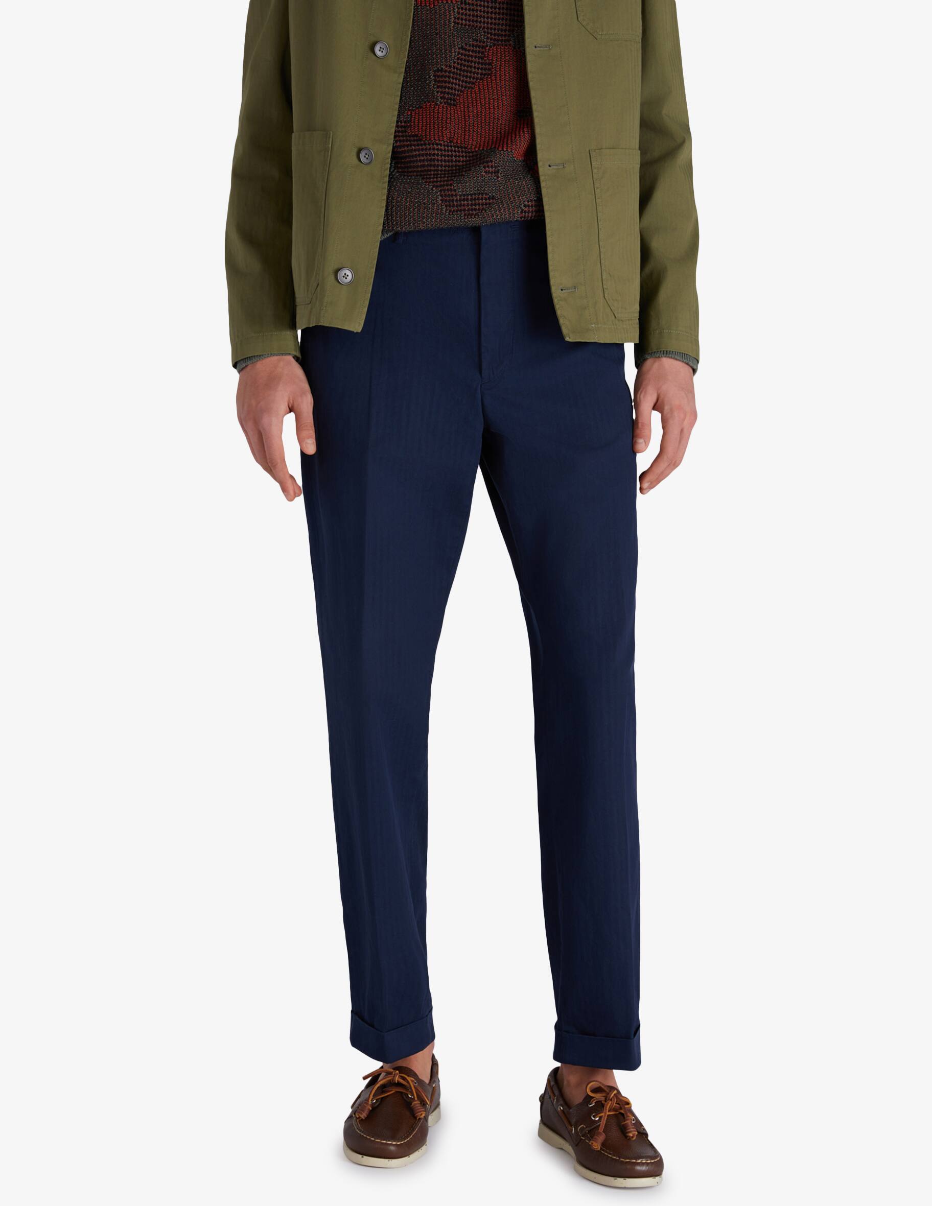 Shop Slowear Incotex Regular fit herringbone cotton trousers on Rinascente