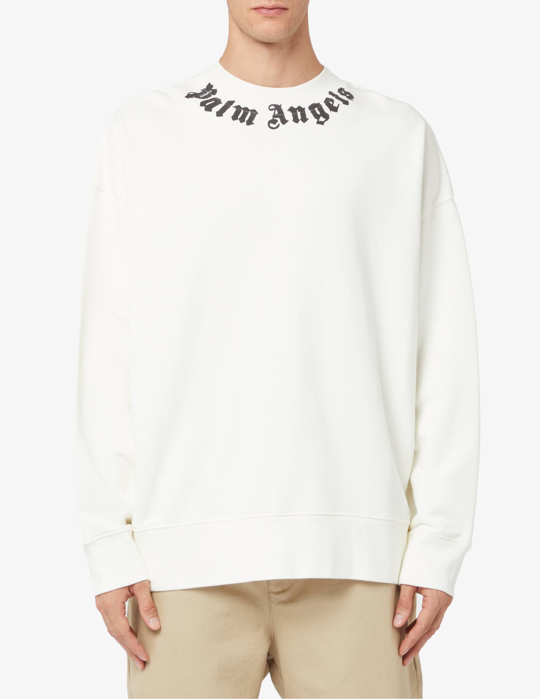 Shop Palm Angels Neck logo sweatshirt on Rinascente