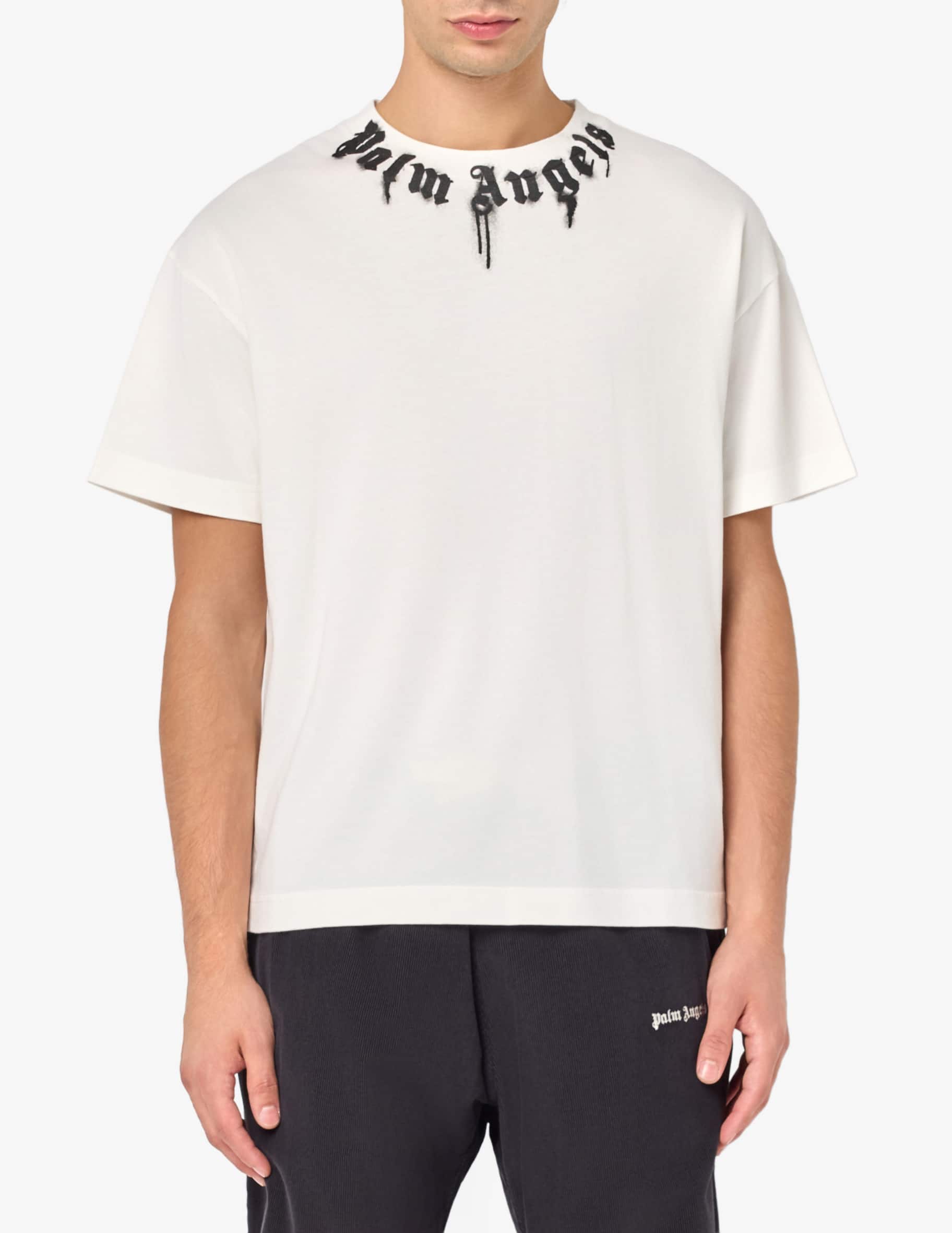 Shop Palm Angels Neck logo t-shirt on Rinascente