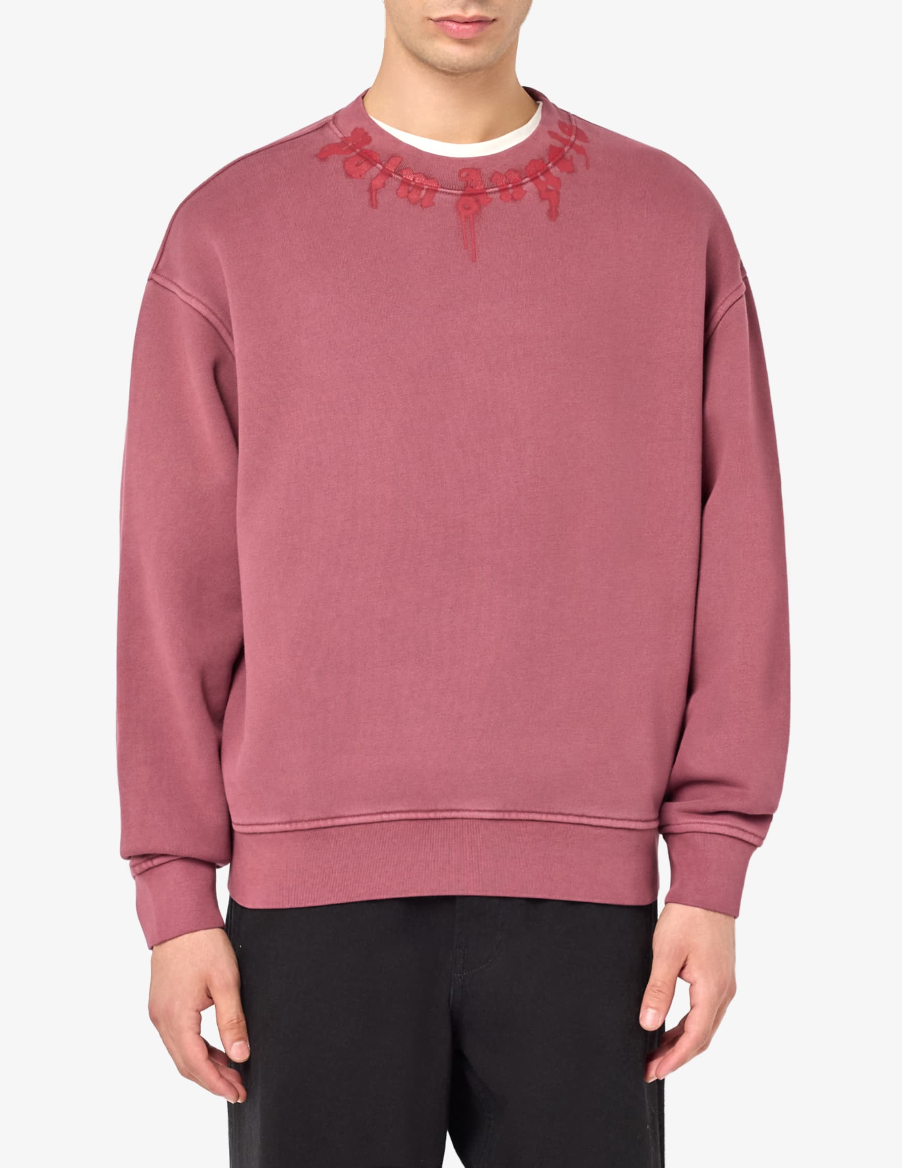 Shop Palm Angels Neck logo crew jumper on Rinascente
