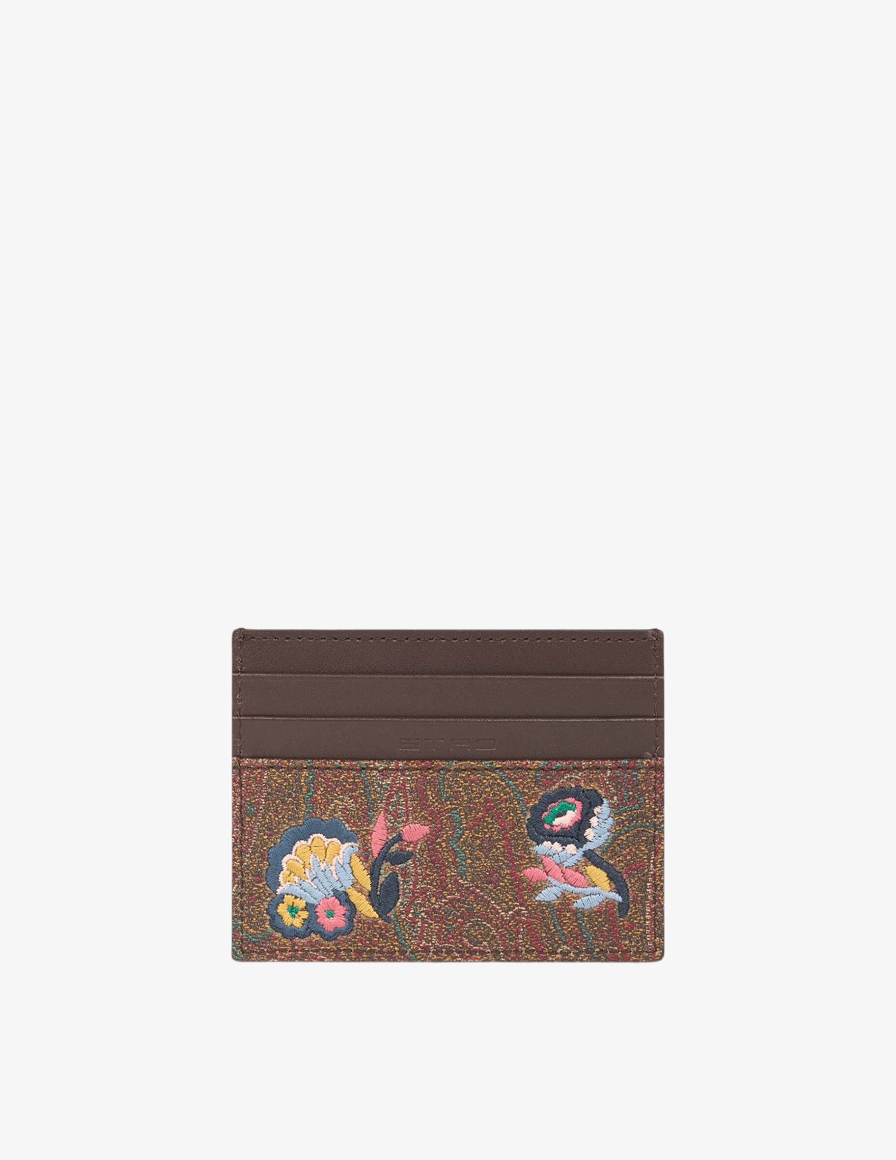 Shop ETRO Arnica card holder with embroidery on Rinascente