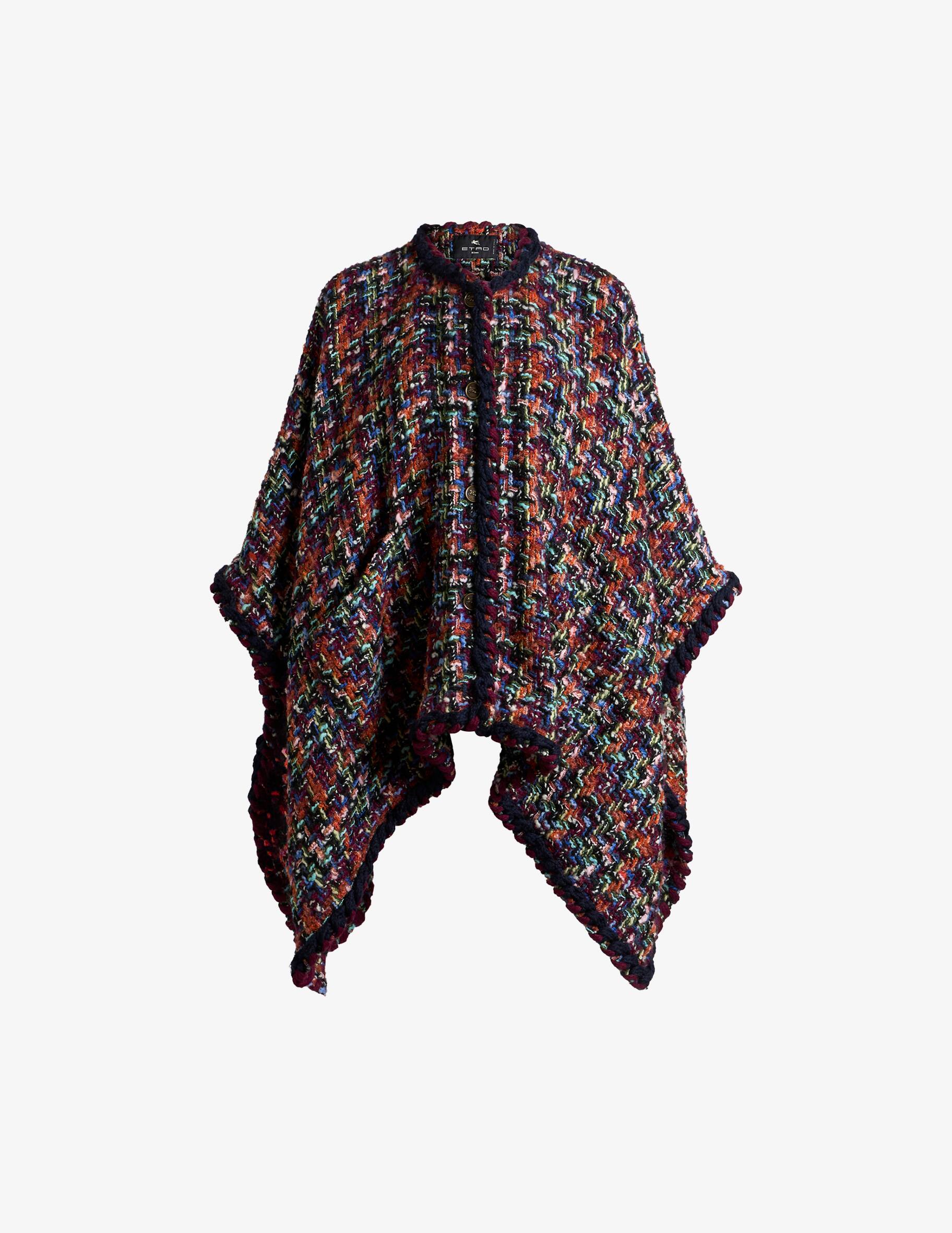 Shop ETRO Multicoloured tweed cape on Rinascente