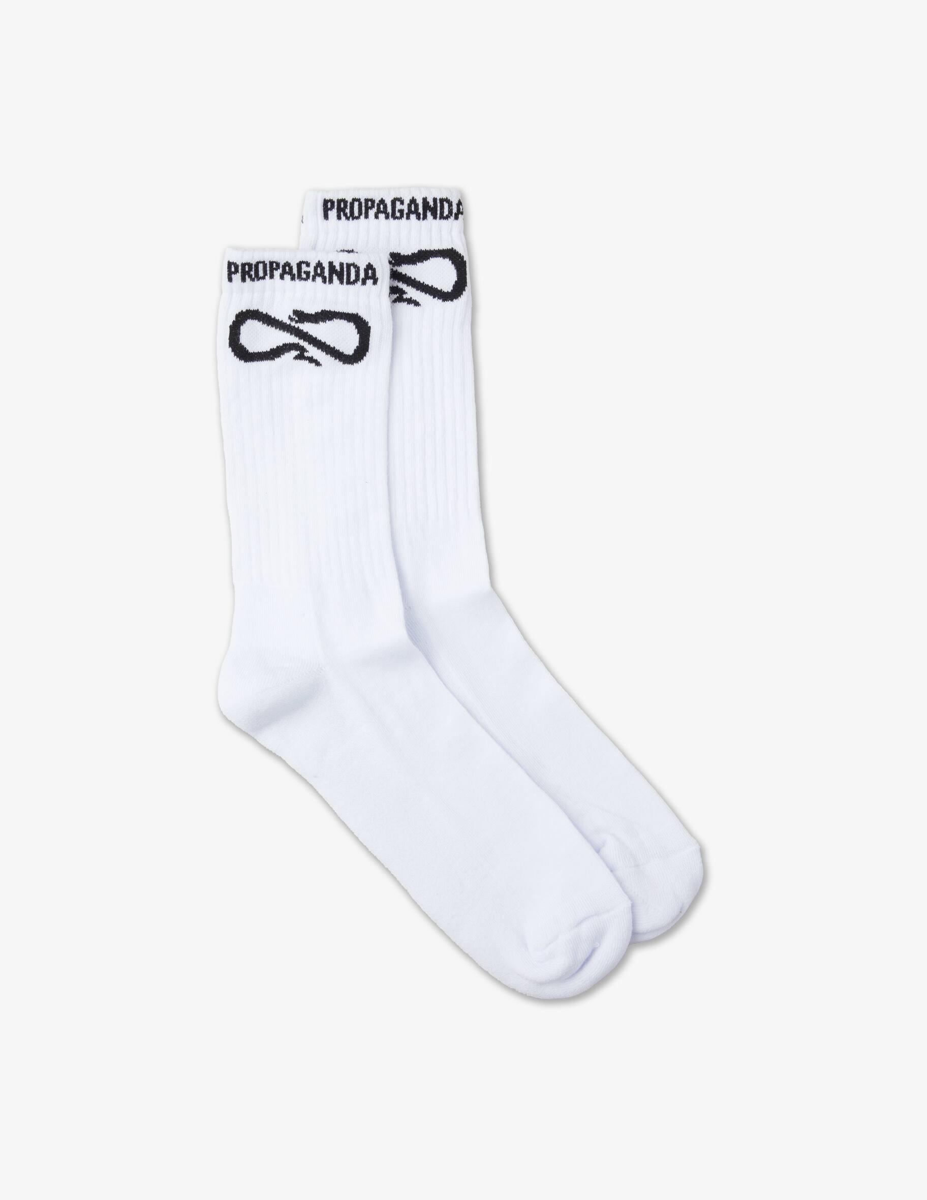 Shop Propaganda Logo socks - White on Rinascente