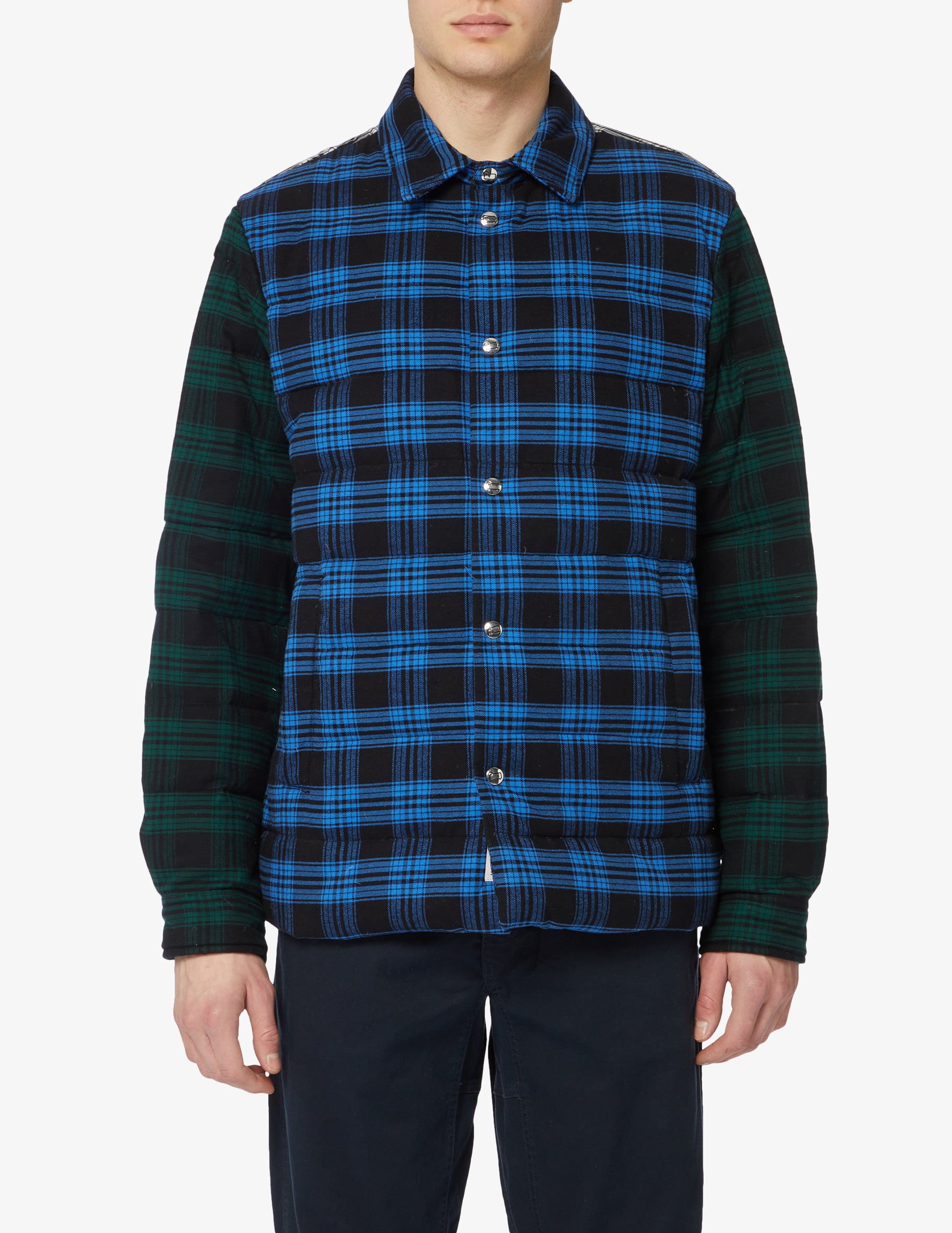 Shop Woolrich Check patchwork shirt on Rinascente