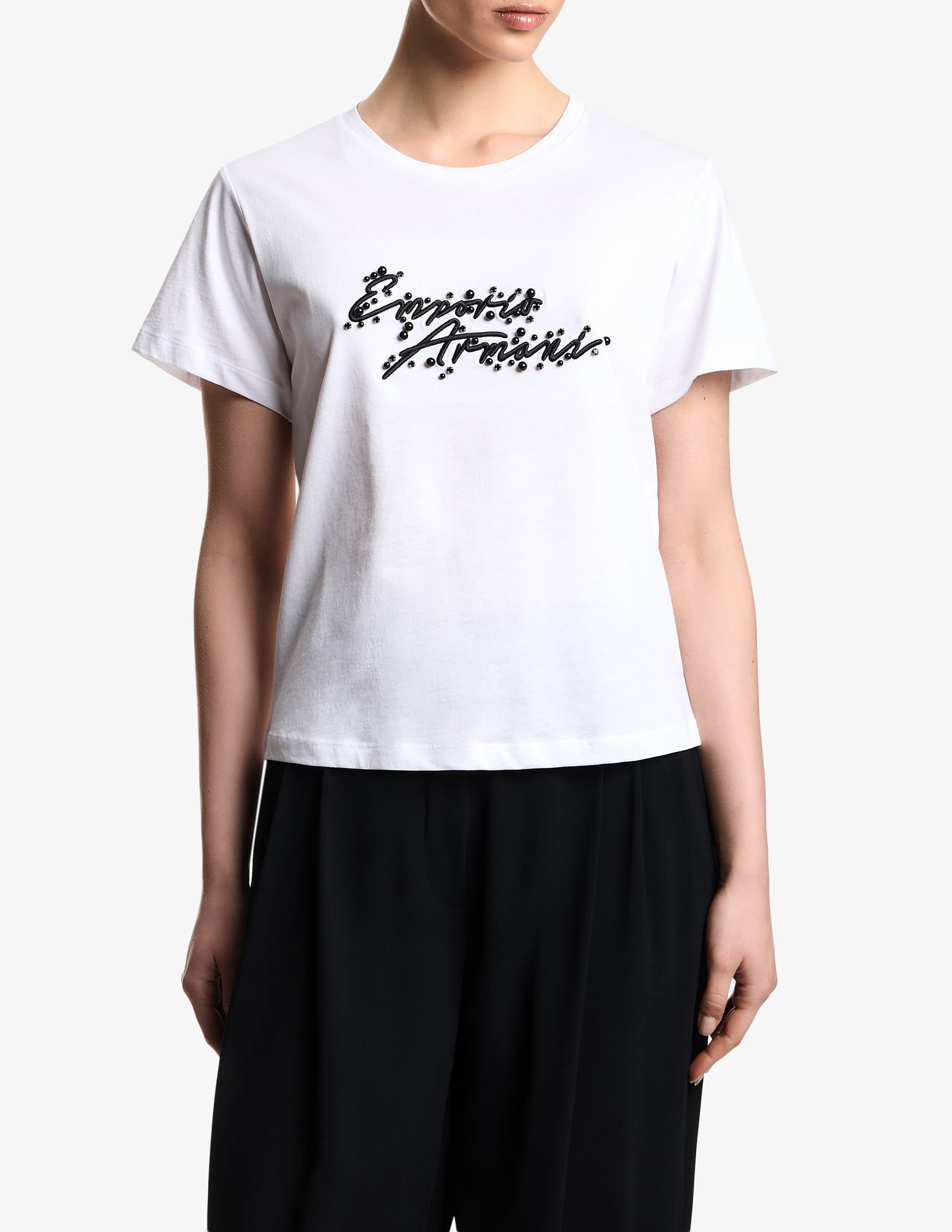 Acquista Emporio Armani T-shirt logo con perle su Rinascente
