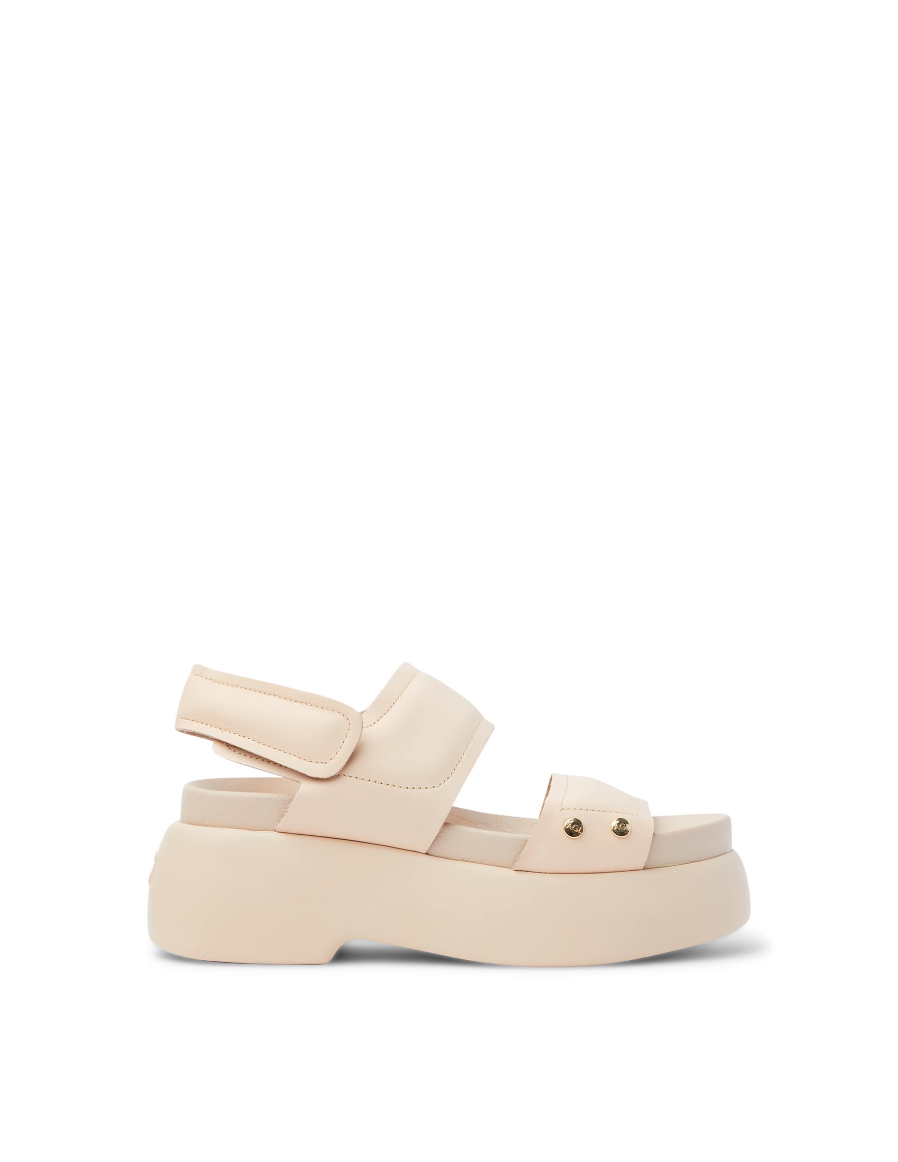 Shop AGL Leather platform sandals - white on Rinascente