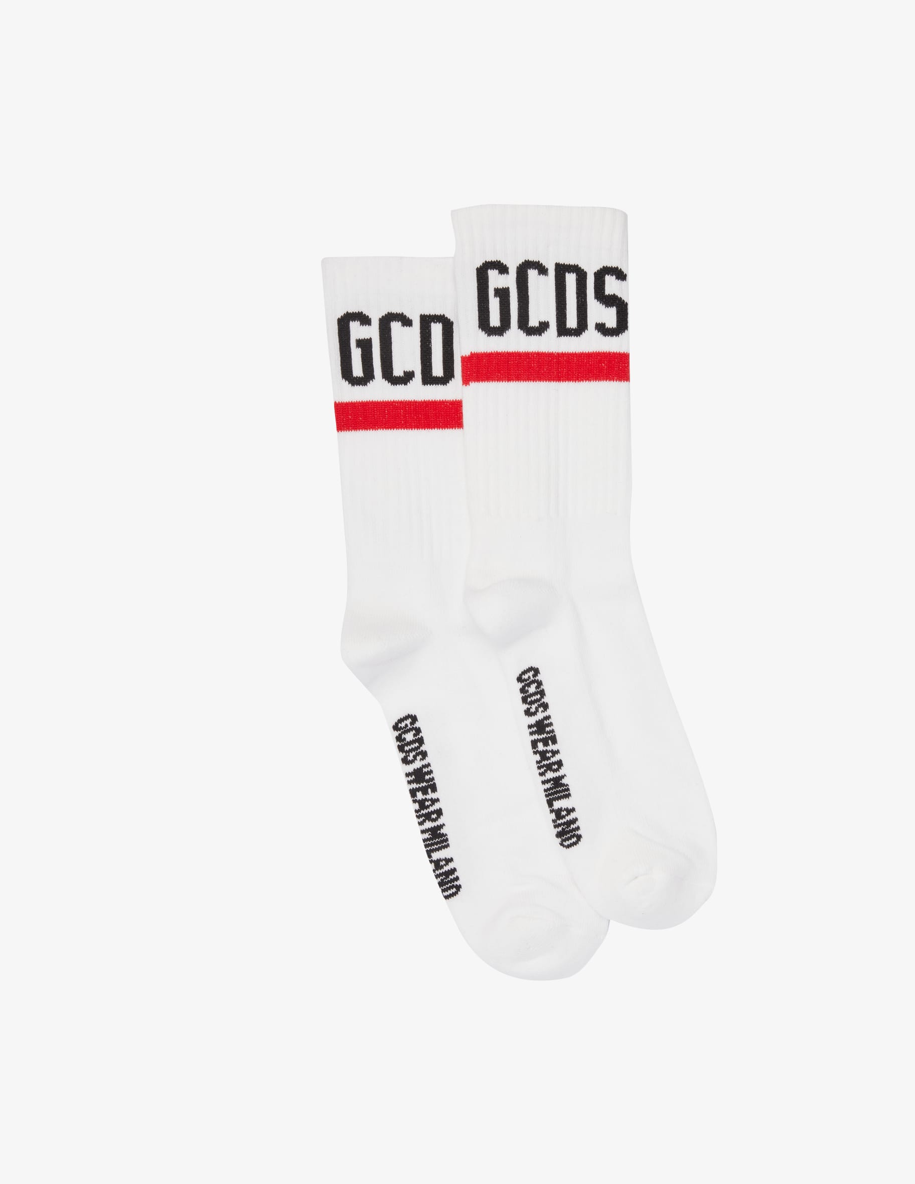 Shop GCDS Cotton socks with logo - White on Rinascente