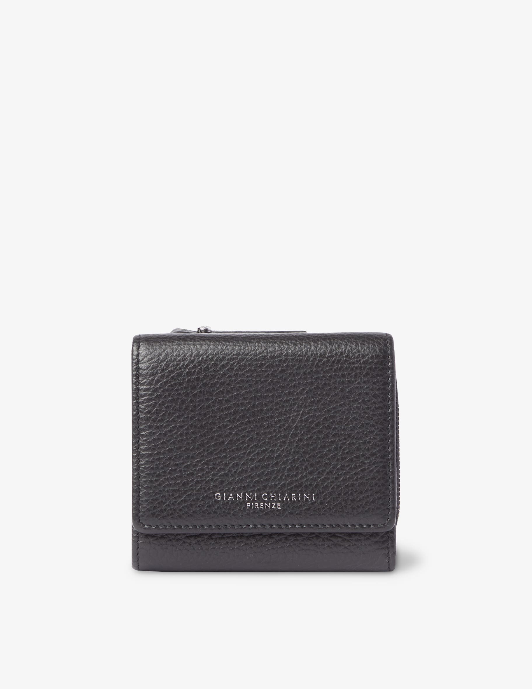 Shop Gianni Chiarini Firenze Wallet Grain M flap - Black on Rinascente