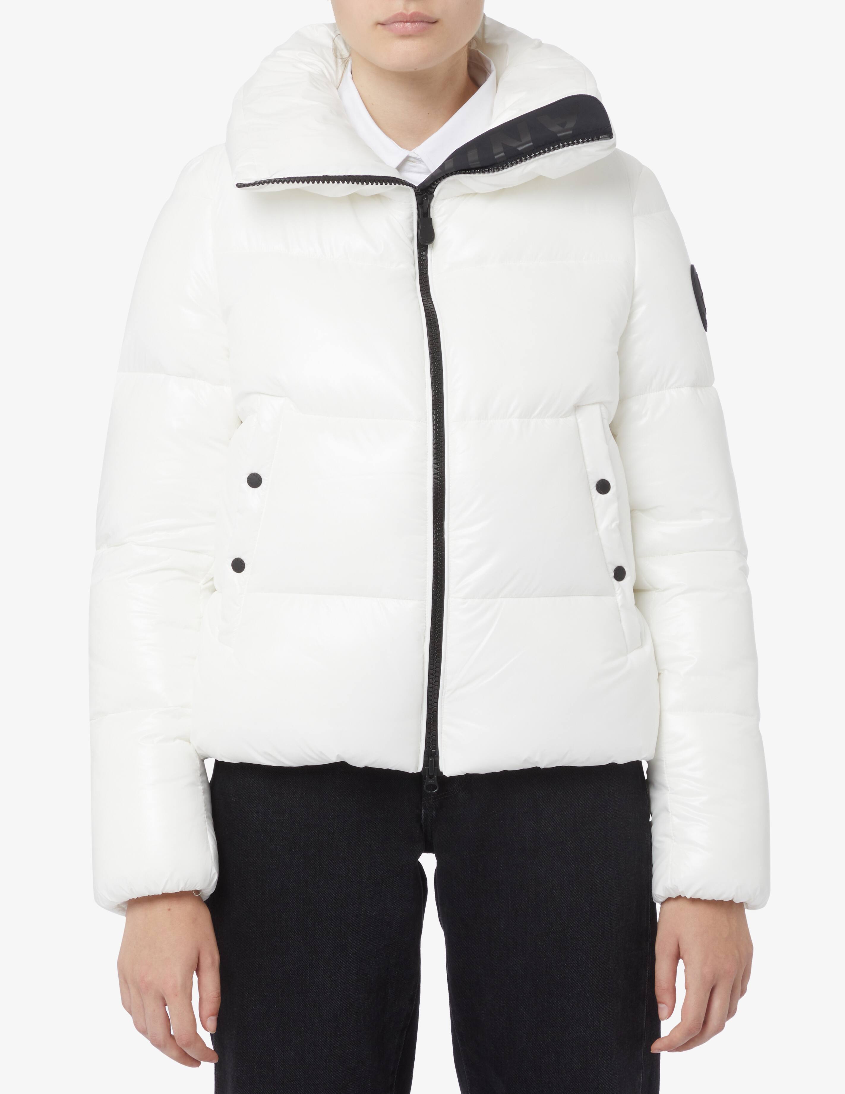 Shop Save The Duck Isla high neck cropped bomber jacket on Rinascente