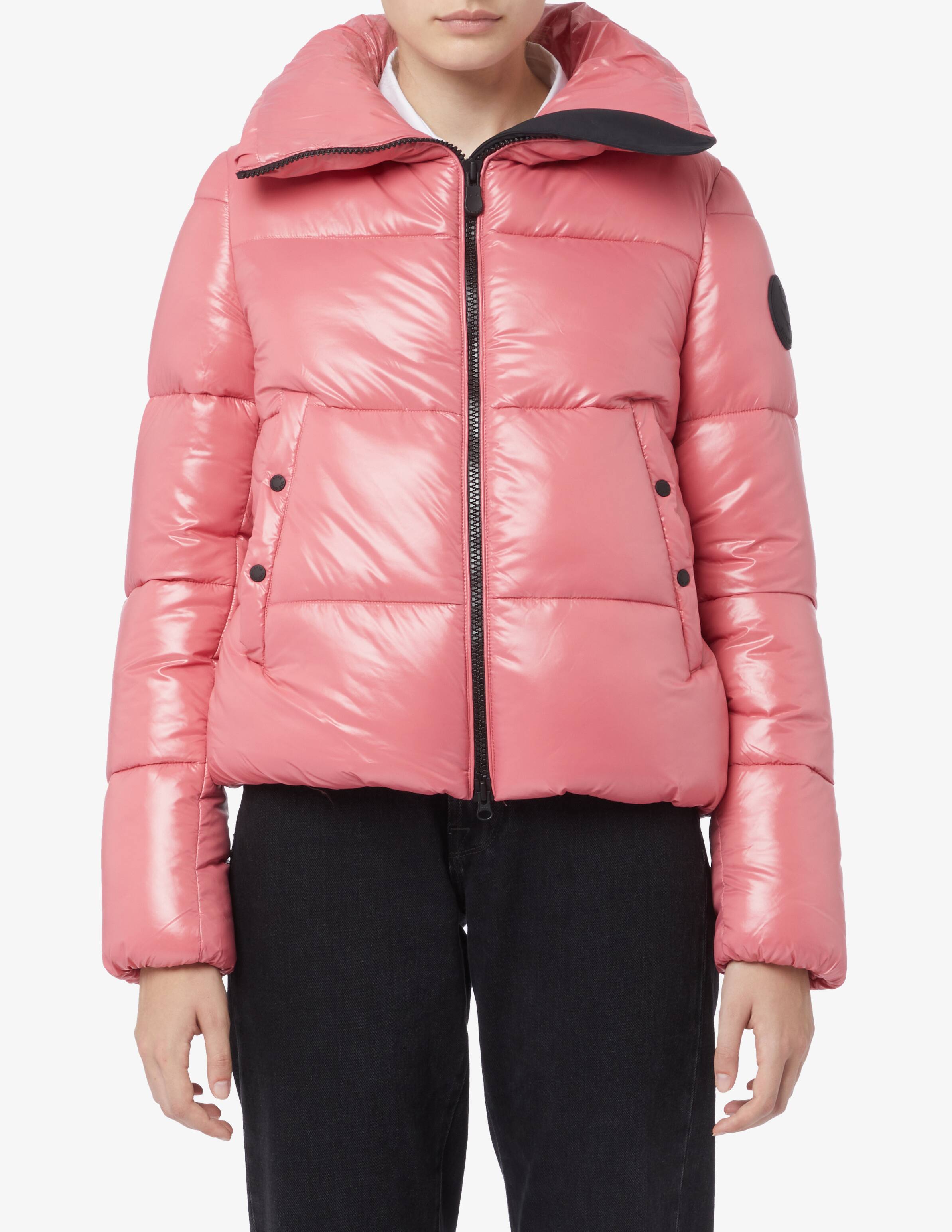 Shop Save The Duck Isla high neck cropped bomber jacket on Rinascente