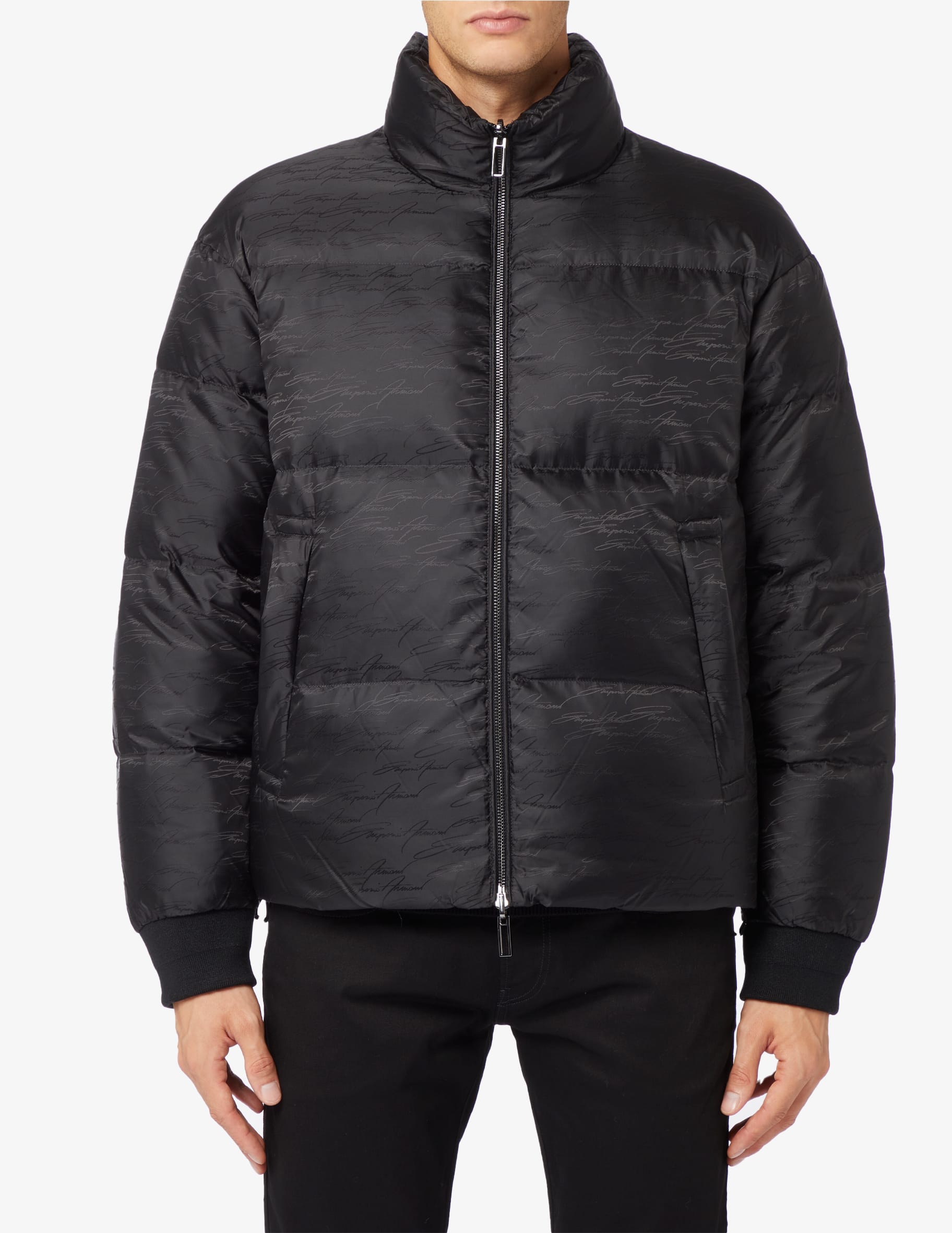 Shop Emporio Armani Puffer signature reversible jacket on Rinascente