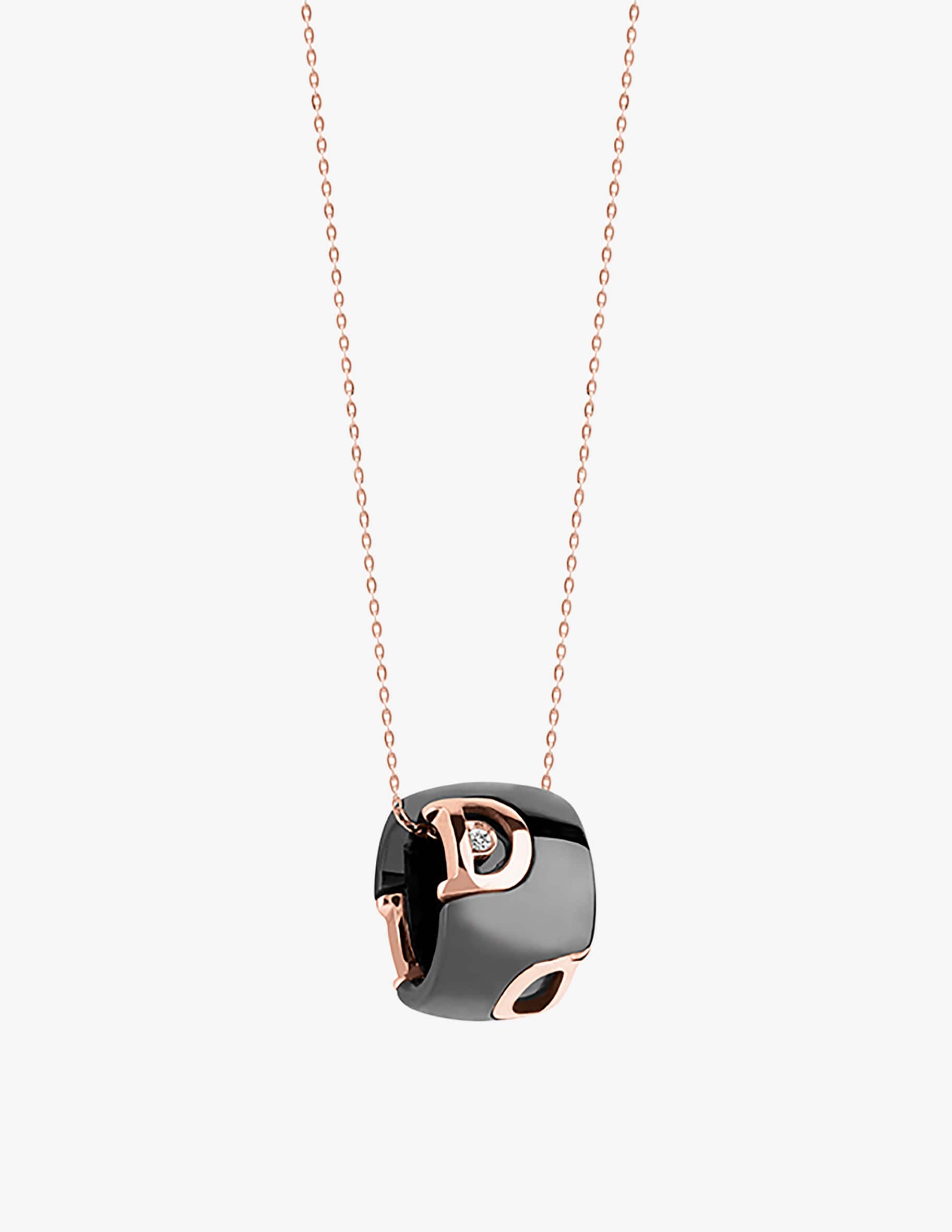Shop Damiani D.Icon necklace in rose gold and black ceramic with ...