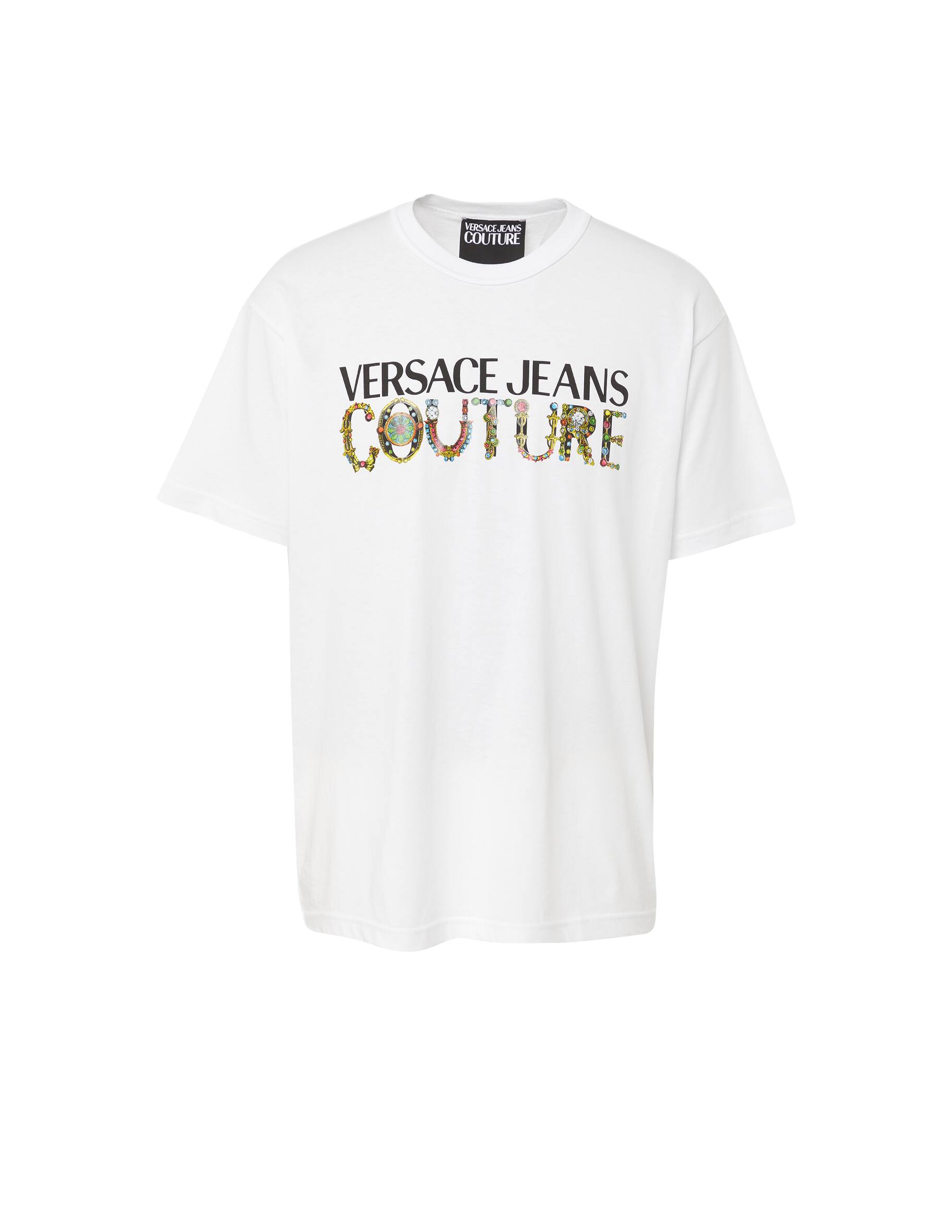 Acquista Versace Jeans Couture Maglietta girocollo bijoux logo su ...