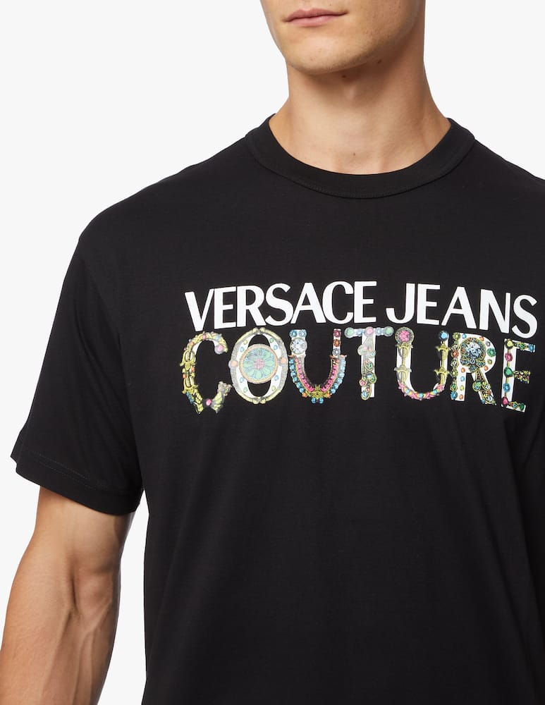 Acquista Versace Jeans Couture Maglietta girocollo bijoux logo su ...