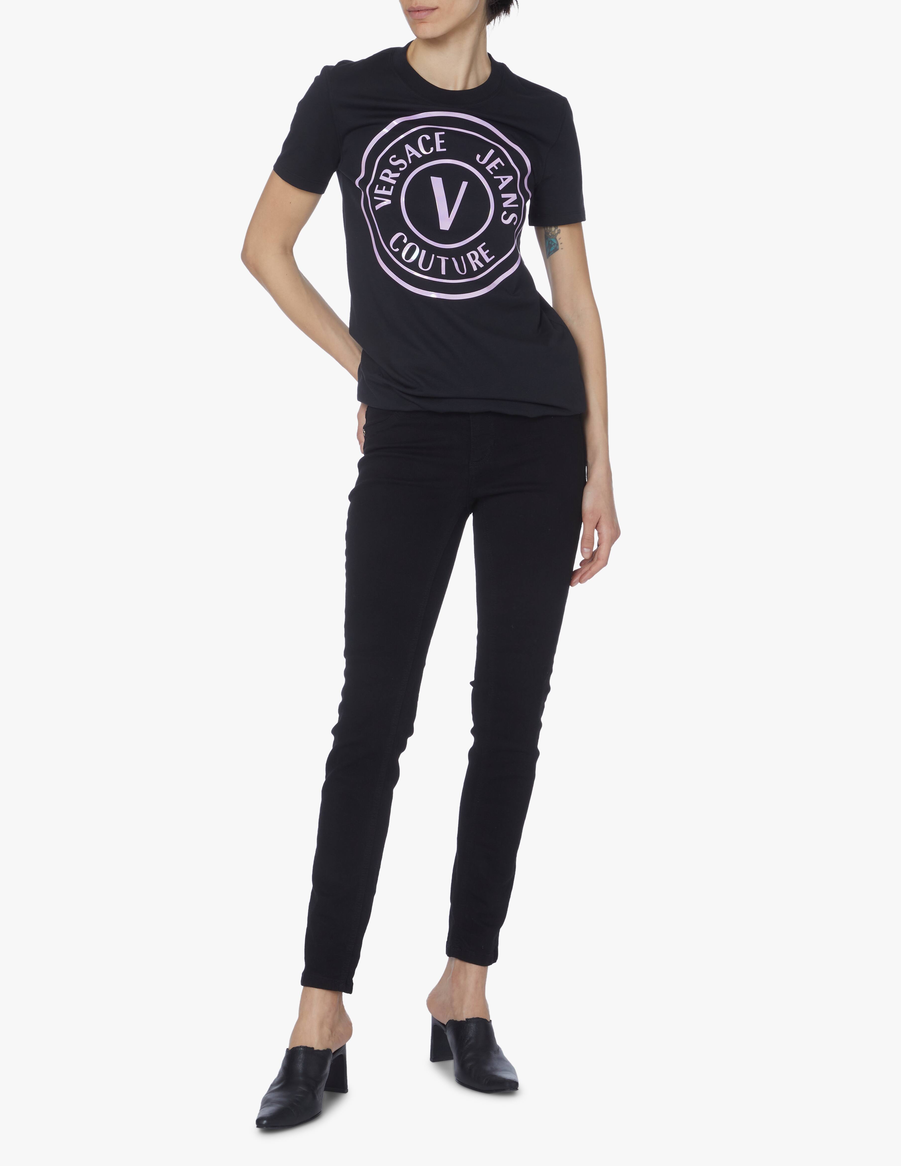 Shop Versace Jeans Couture High rise jackie jeans - black on Rinascente