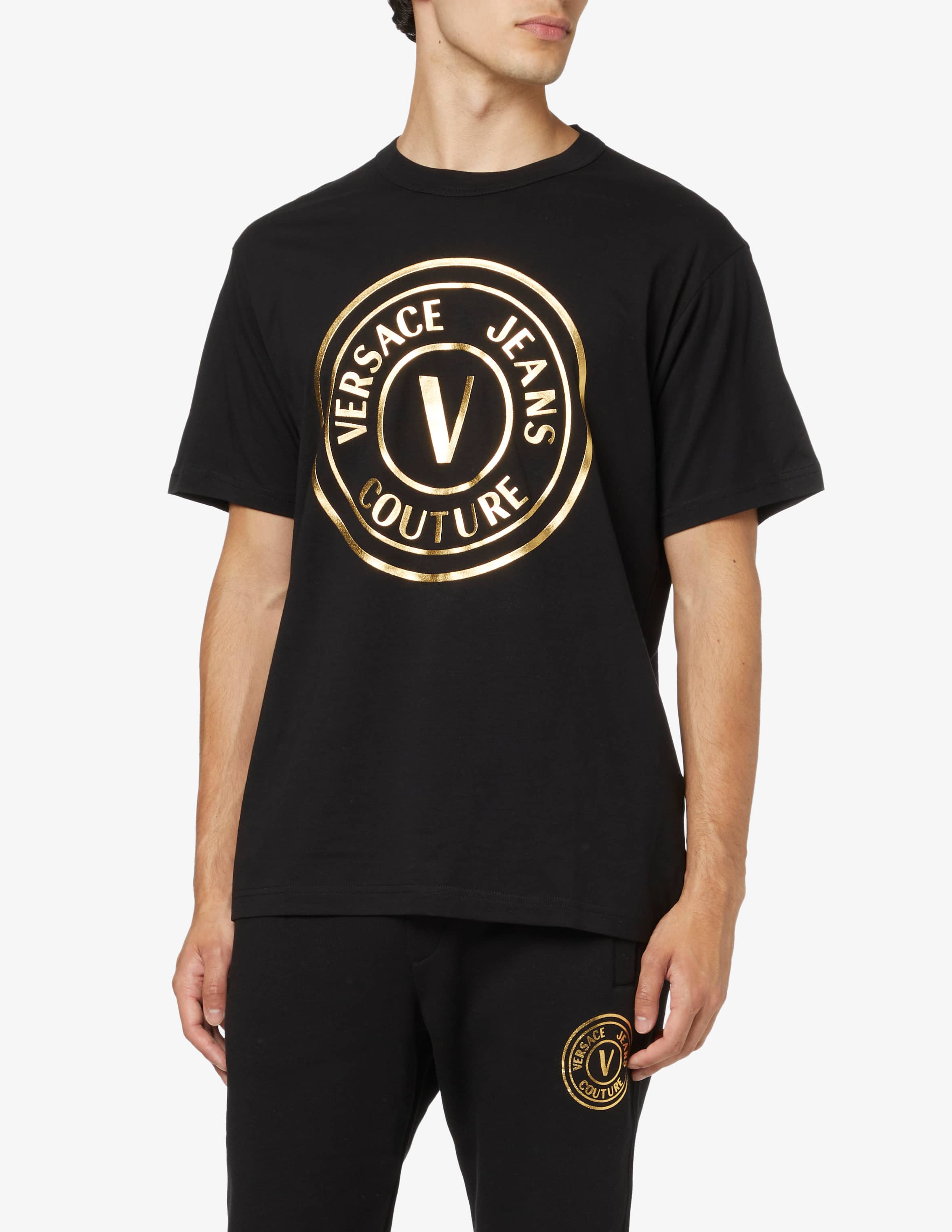 Acquista Versace Jeans Couture Maglietta in cotone con logo - nero e ...