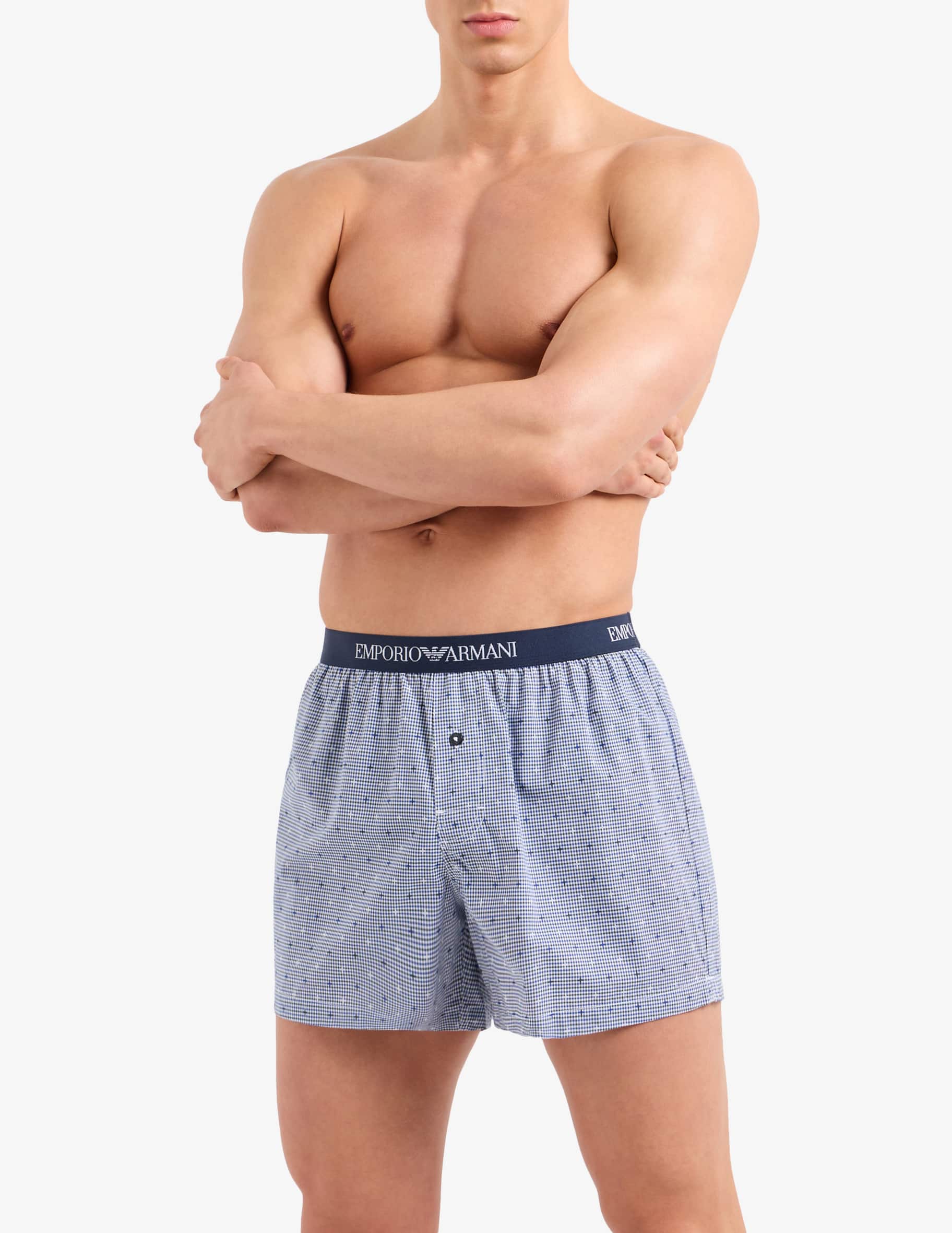 Shop Emporio Armani Boxer yarn dyed woven pyjamas on Rinascente