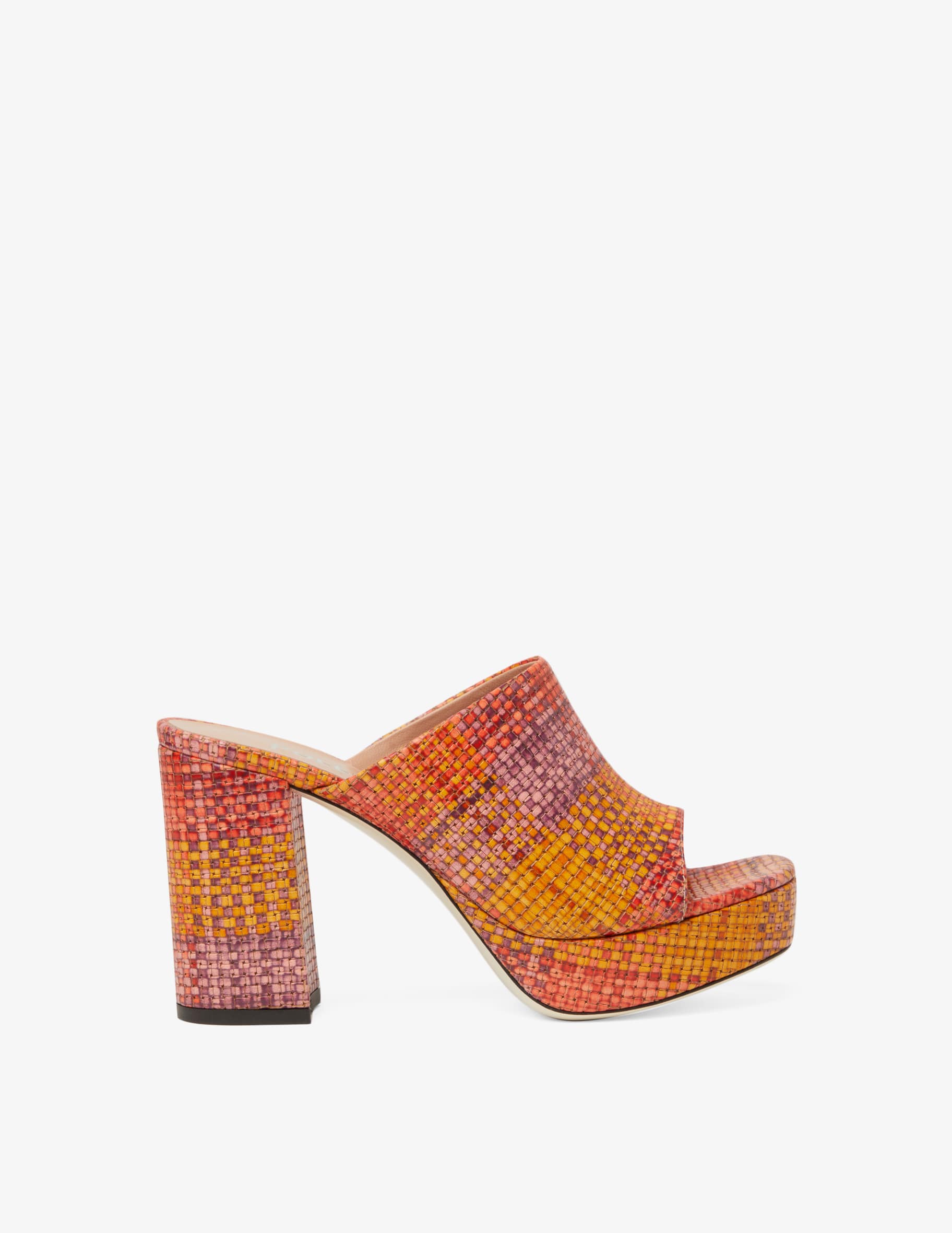 Shop Pollini Leather wedge mule on Rinascente
