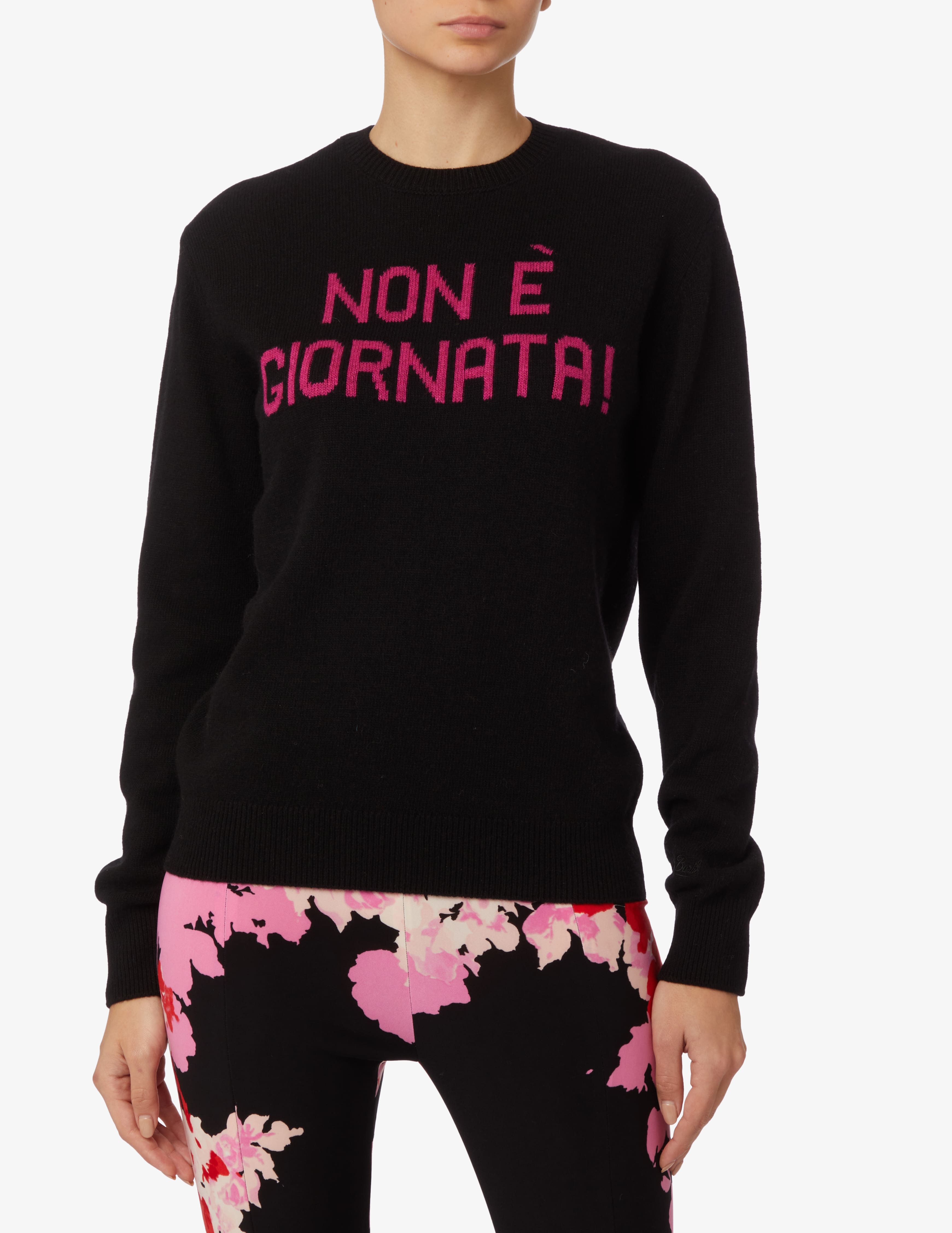 Shop MC2 Saint Barth New queen wool blend crewneck sweater - Black on ...