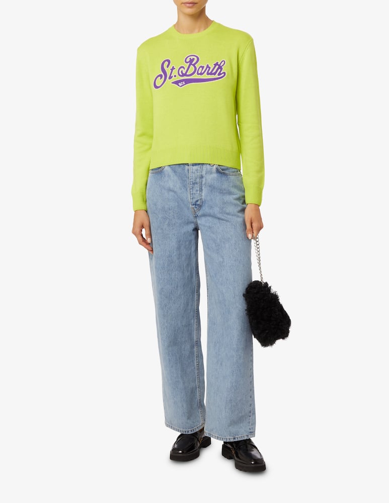 Shop MC2 Saint Barth New queen wool blend crewneck sweater - Green on ...