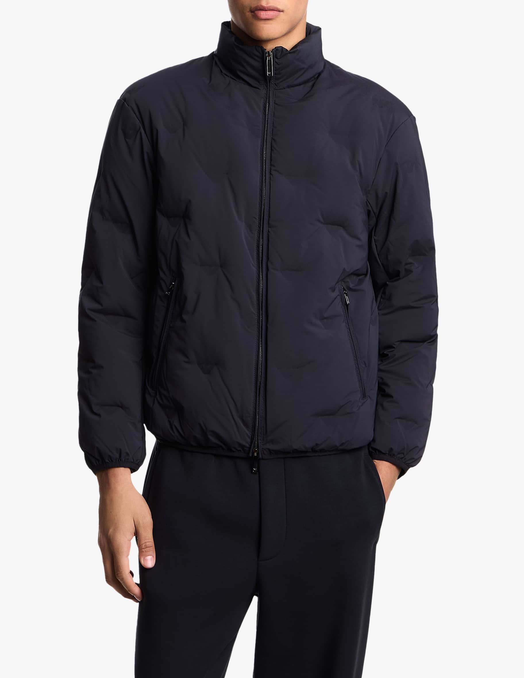 Shop Emporio Armani Puffer jacket with eagle stitch on Rinascente