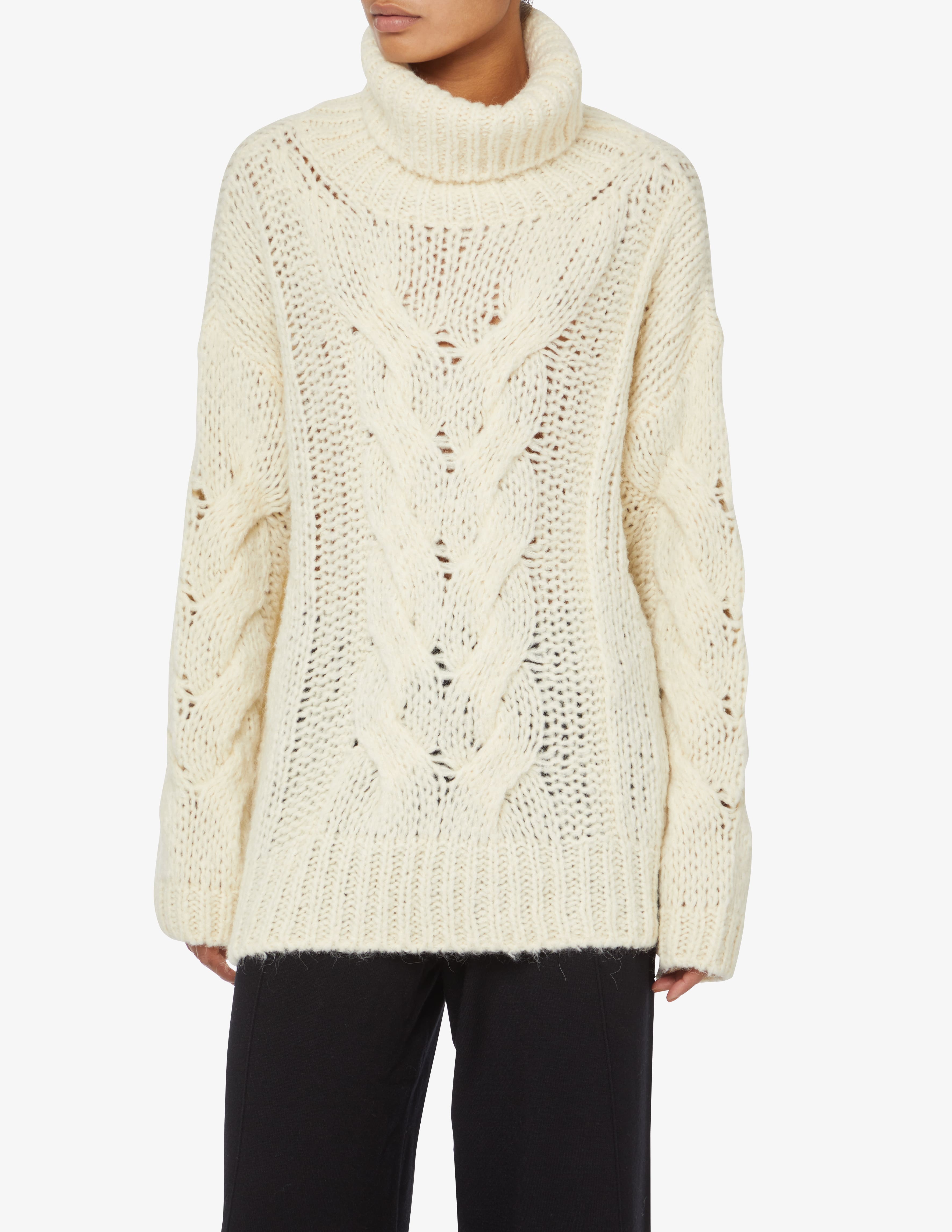 Acquista HINNOMINATE Maglione over dolcevita con trecce - Bianco su Rinascente