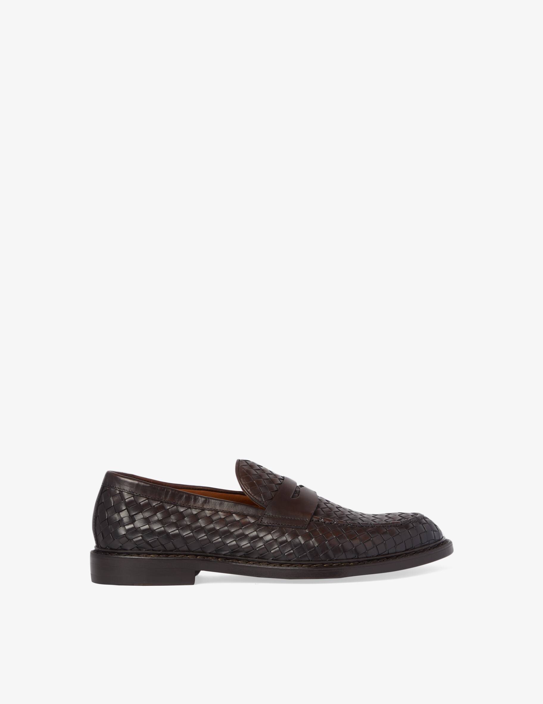 Shop Doucal's Penny loafer straw on Rinascente