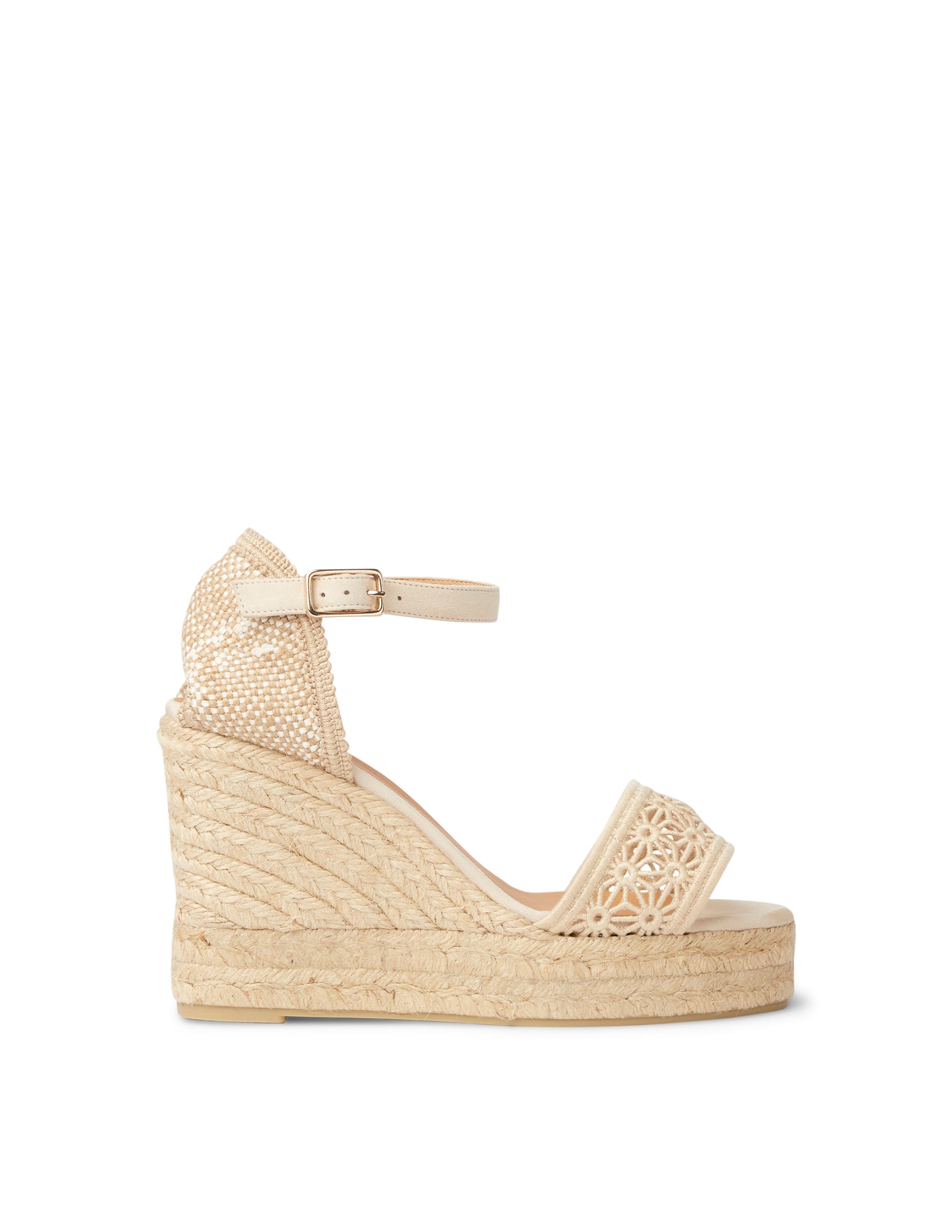 Shop Castaner New sandals macrame with platform - beige on Rinascente